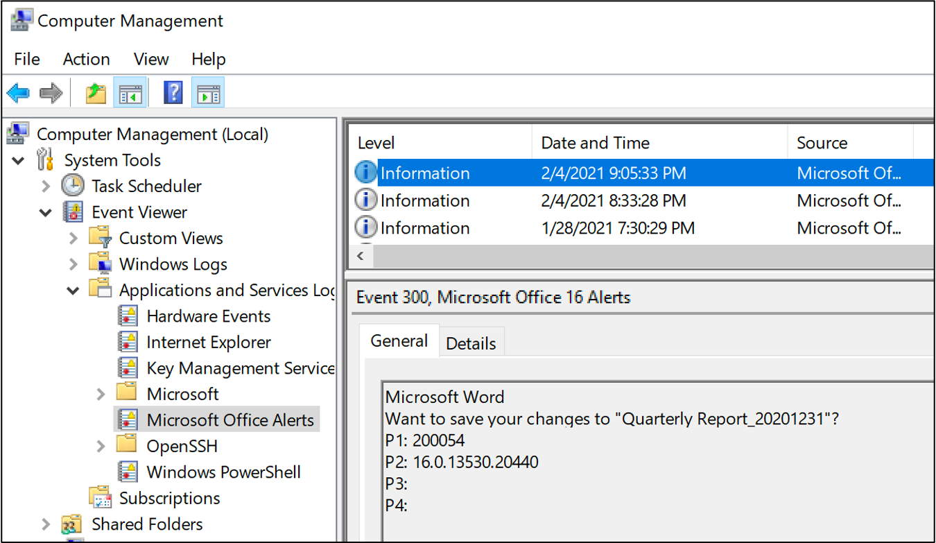 Microsoft Office Alerts | DS Forensics, Inc.