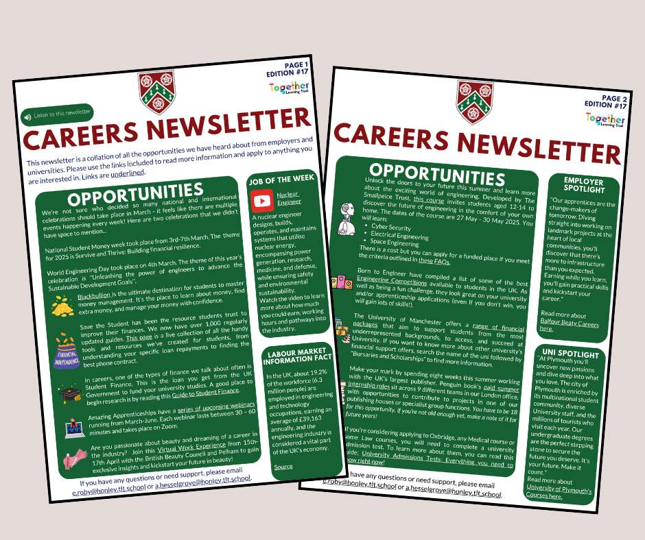 CAREERS NEWSLETTER — HONLEY HIGH SCHOOL
