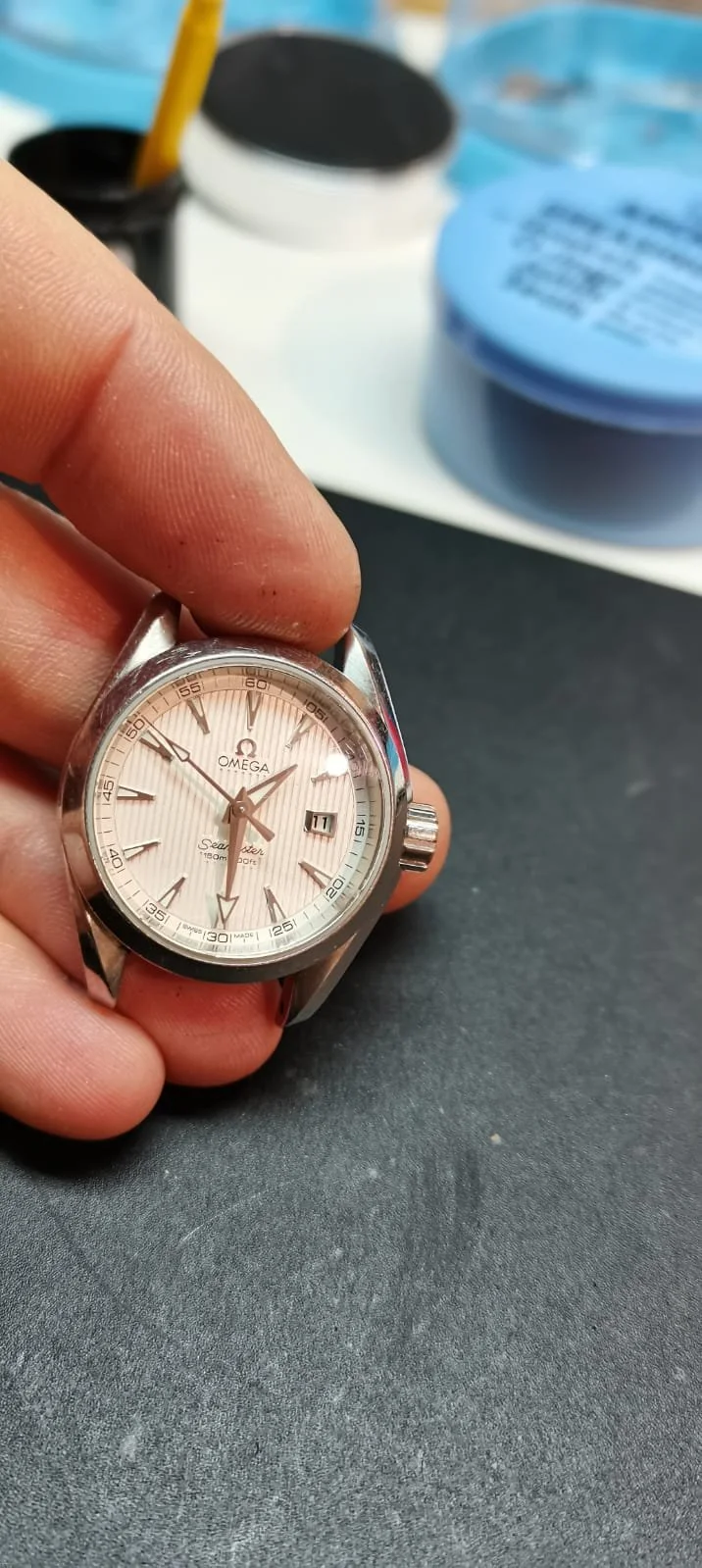 Omega Seamaster watch for battery, reseal, vacuum test and cleaning ...