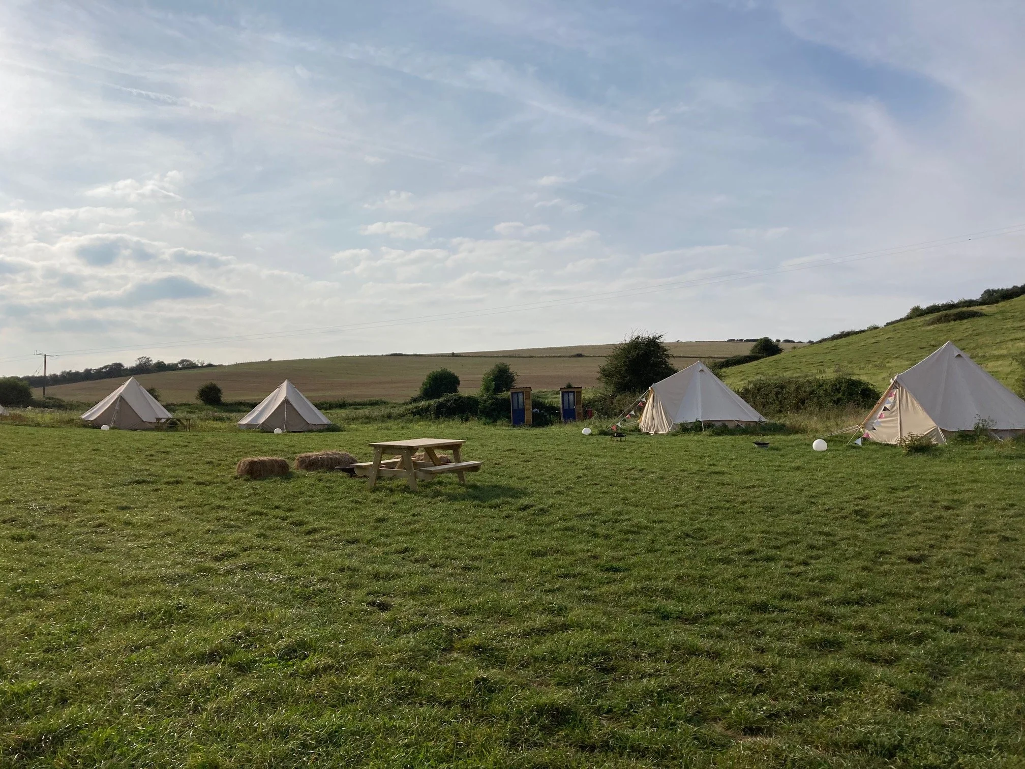 Beau and Bell camping at South Farm Rodmell, near Lewes, East Sussex ...