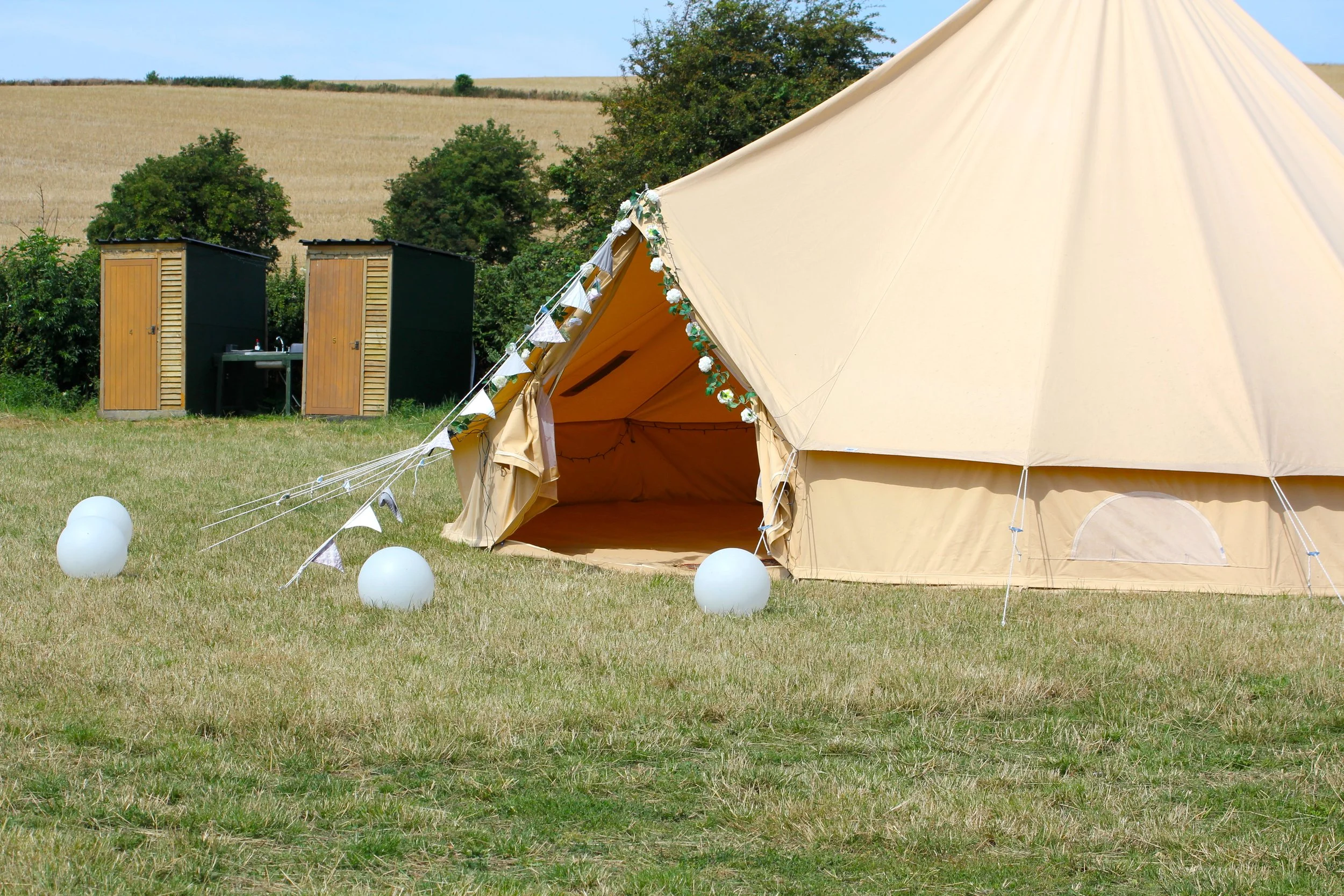 Beau and Bell camping at South Farm Rodmell, near Lewes, East Sussex ...