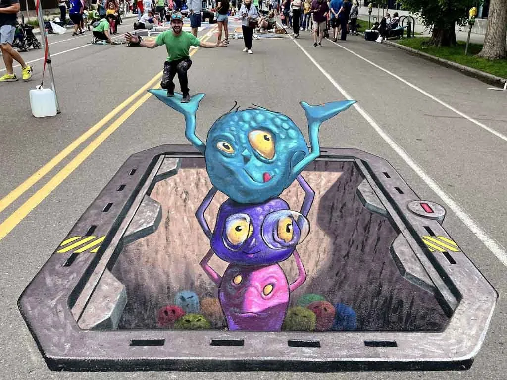 3d Sidewalk Chalk Art Hole