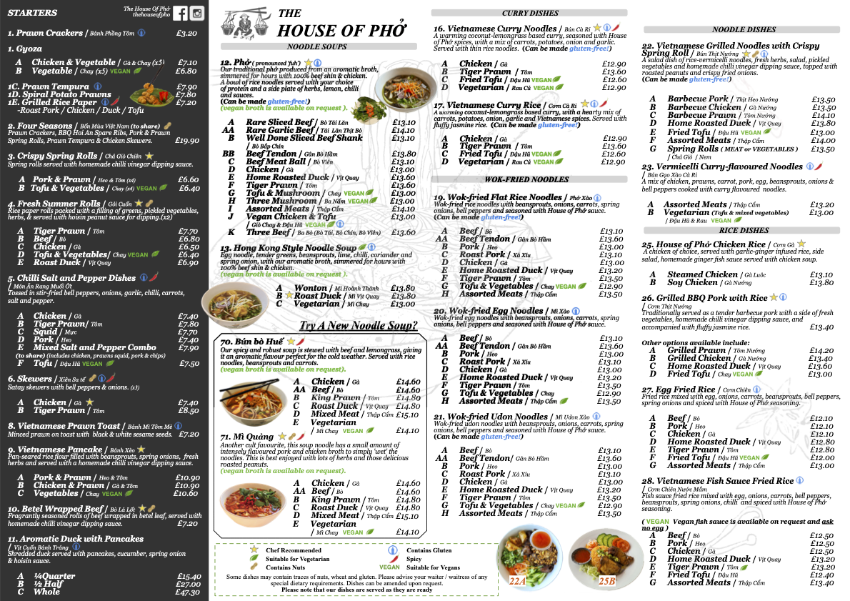 Menu — House of Pho