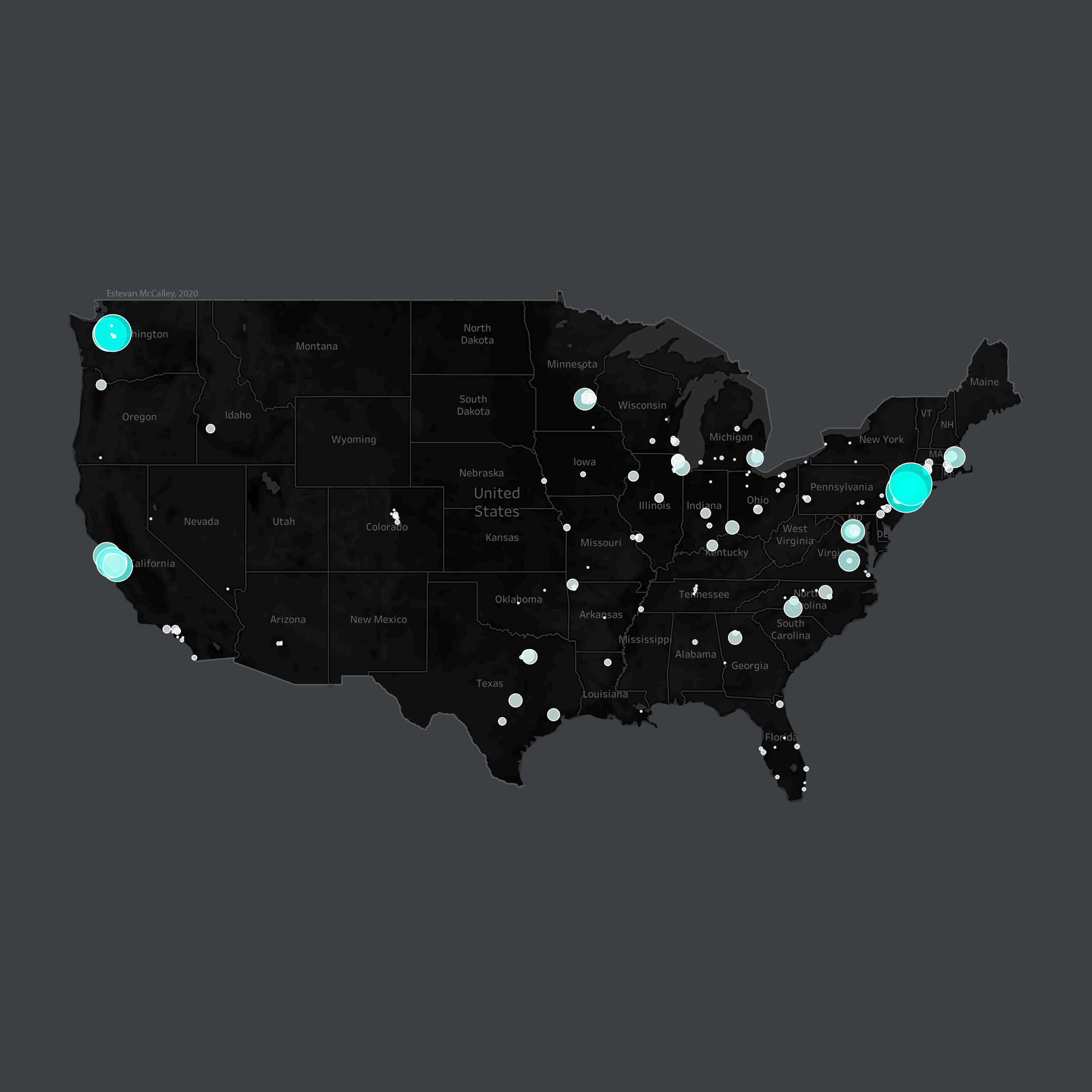 Map of Data Science Hot Spots in the US in 2020 — Datagrom | AI & Data ...