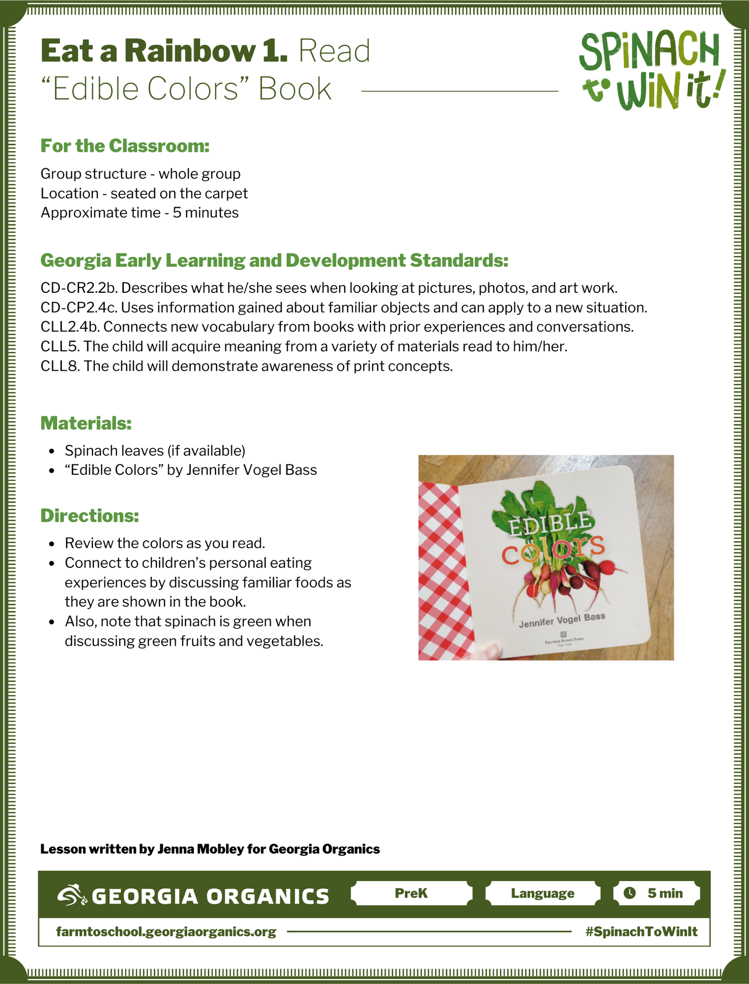 Early Care Lessons — Georgia Organics Resources