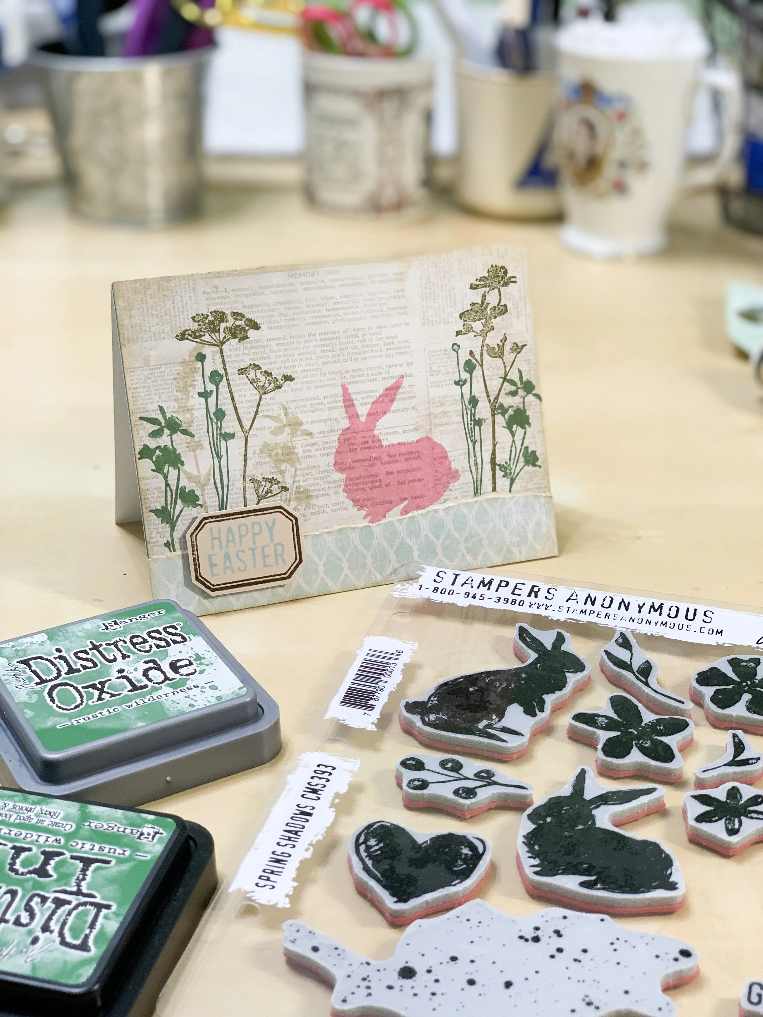 Stamp an Easter Card with Distress Embossing Glaze — Nally Studios