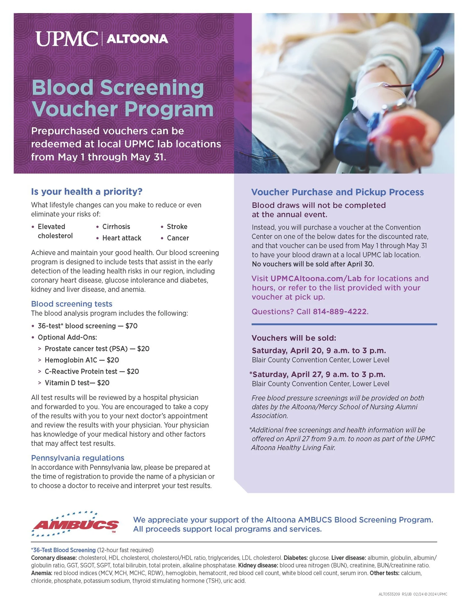 AMBUCS Blood Screening Voucher Program — Blair County Convention Center