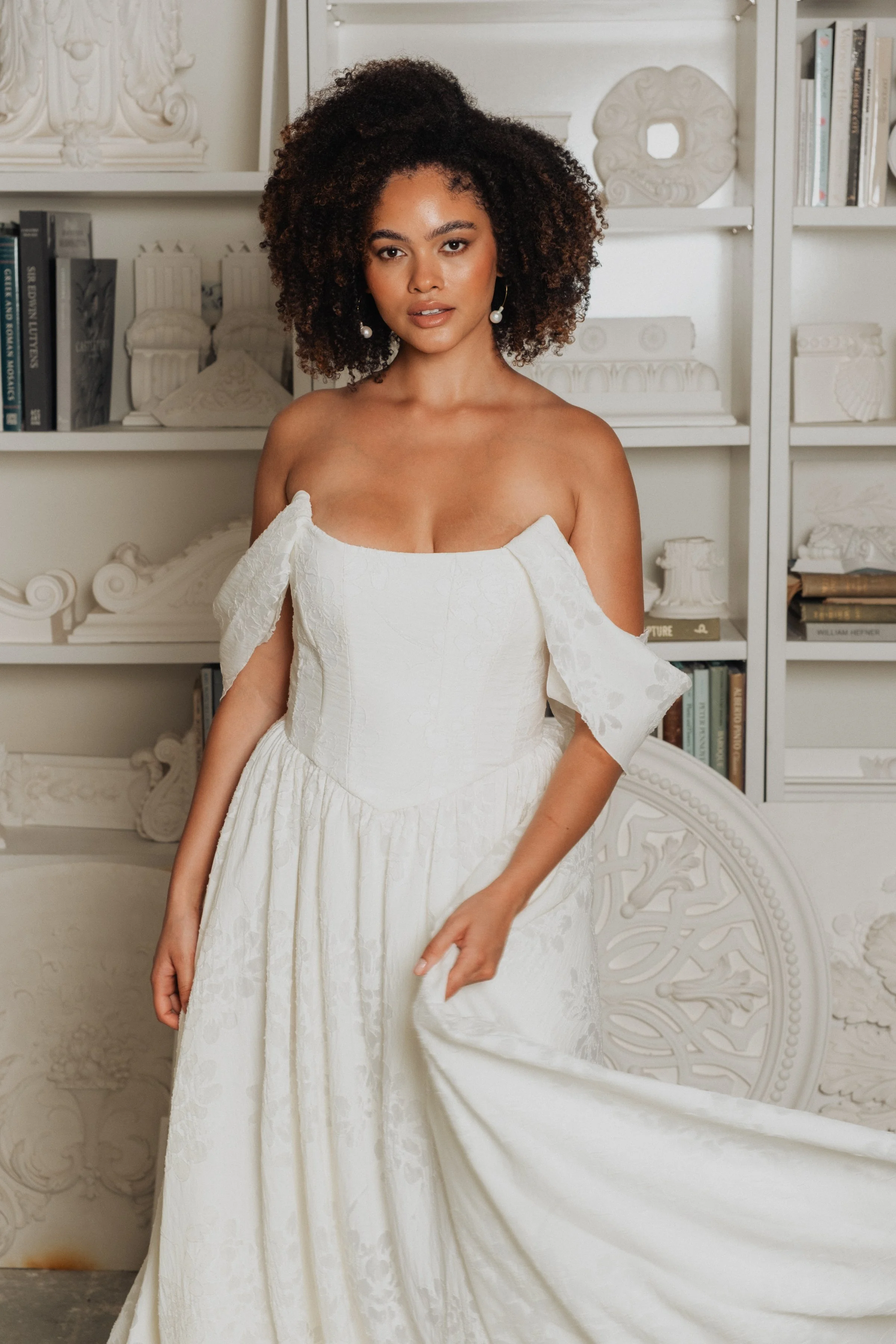 Strapless corset bodice basque waist wedding dress with off the ...