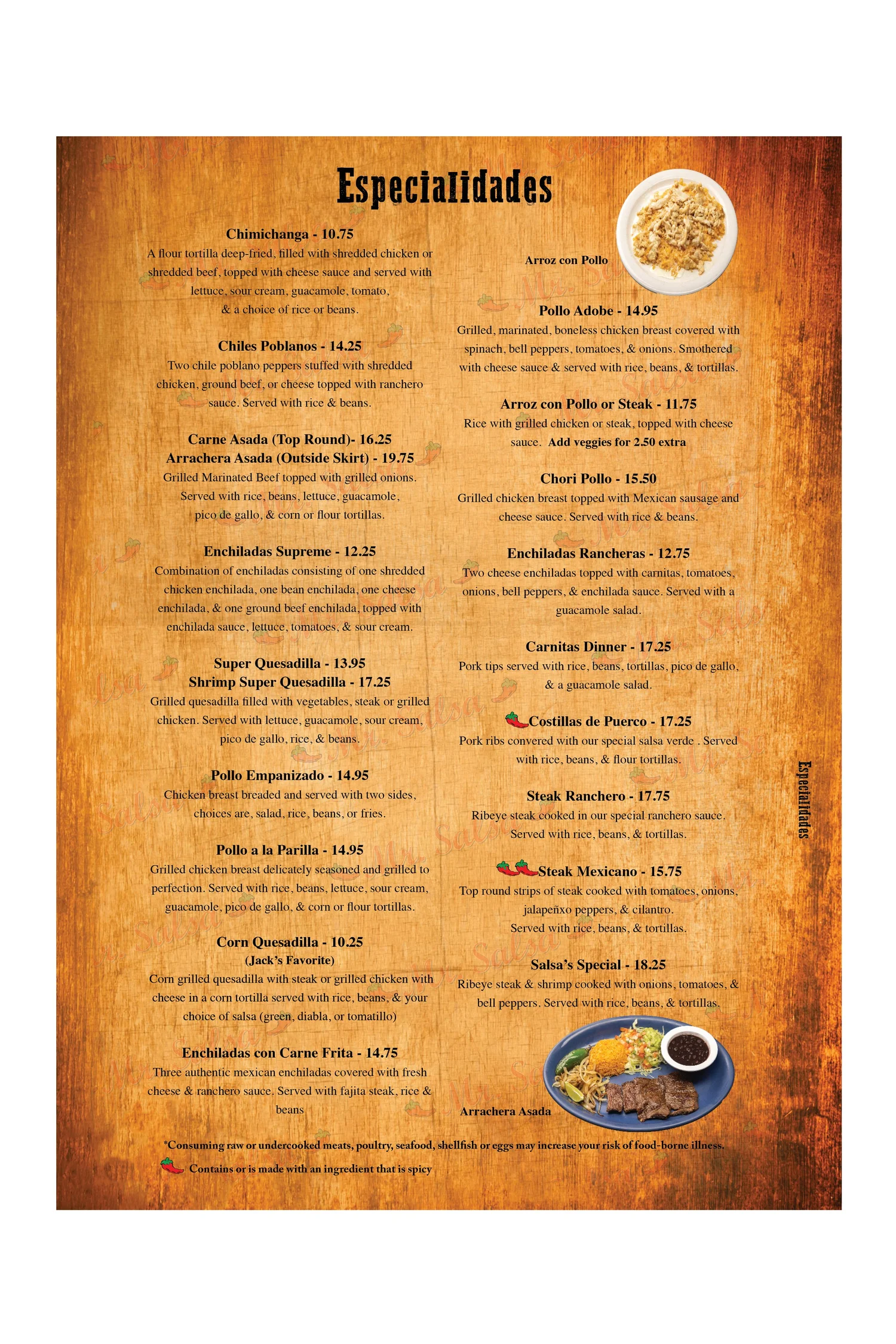 Menu — Mr. Salsa Mexican Restaurant