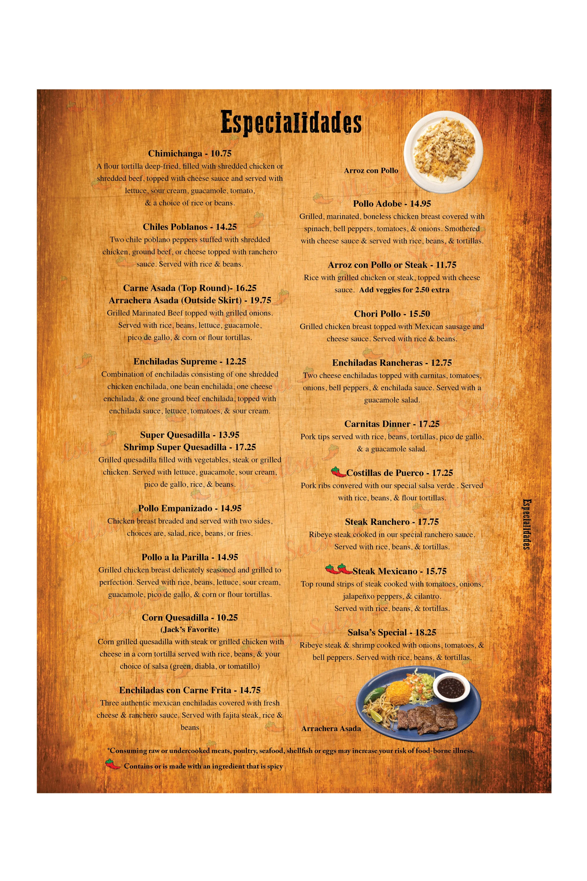 Menu — Mr. Salsa Mexican Restaurant