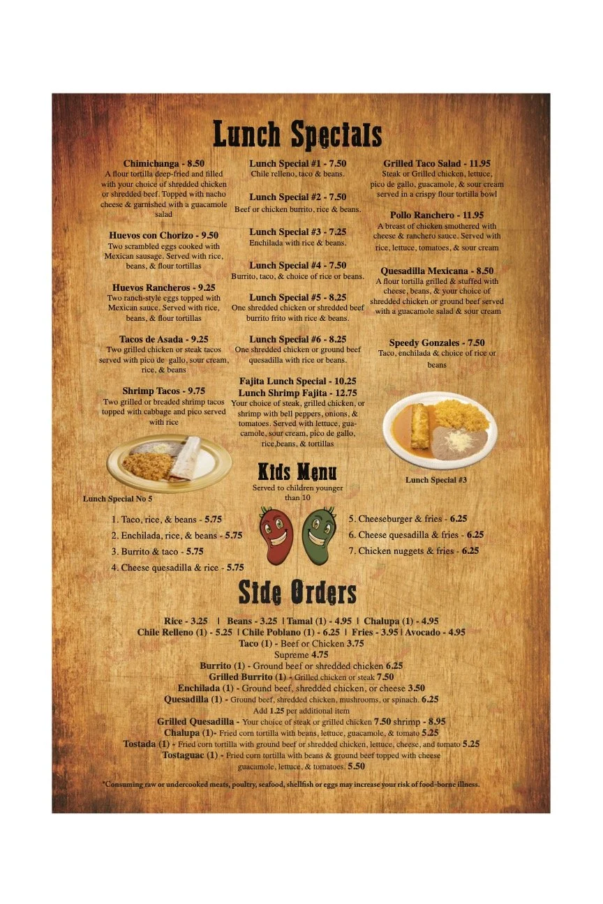Menu — Mr. Salsa Mexican Restaurant
