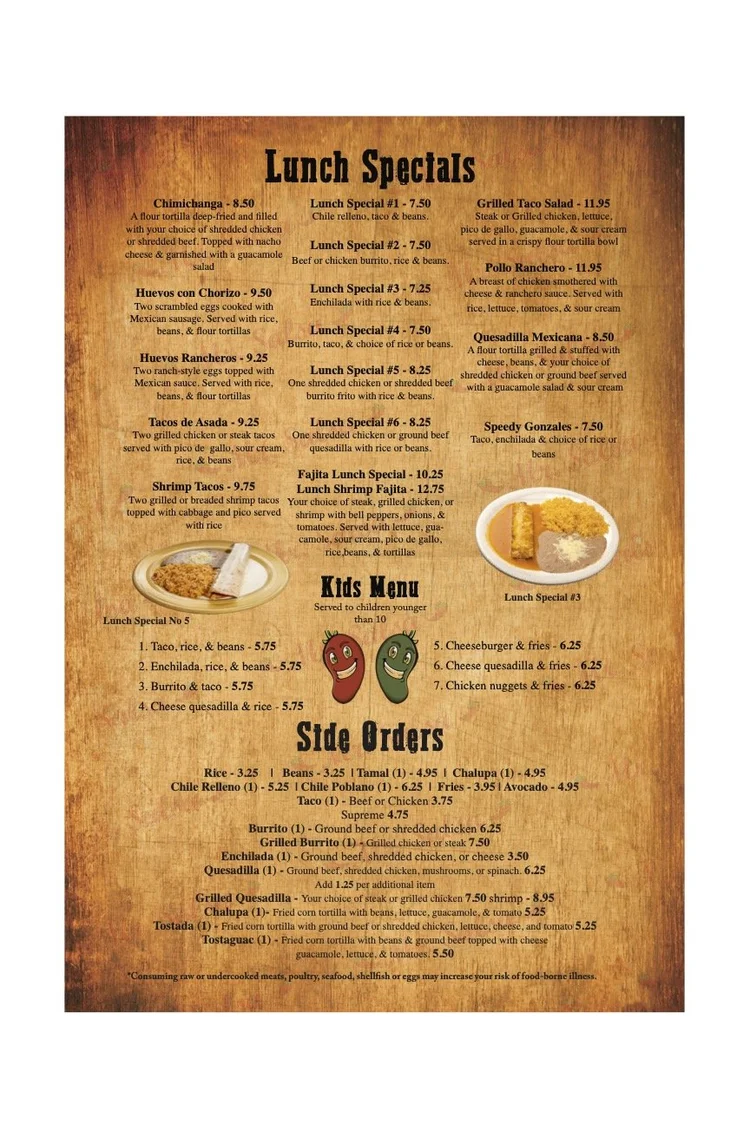 Menu — Mr. Salsa Mexican Restaurant