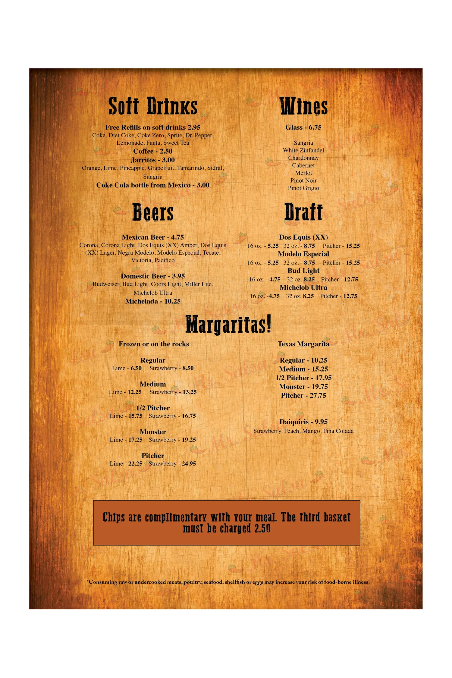Menu — Mr. Salsa Mexican Restaurant
