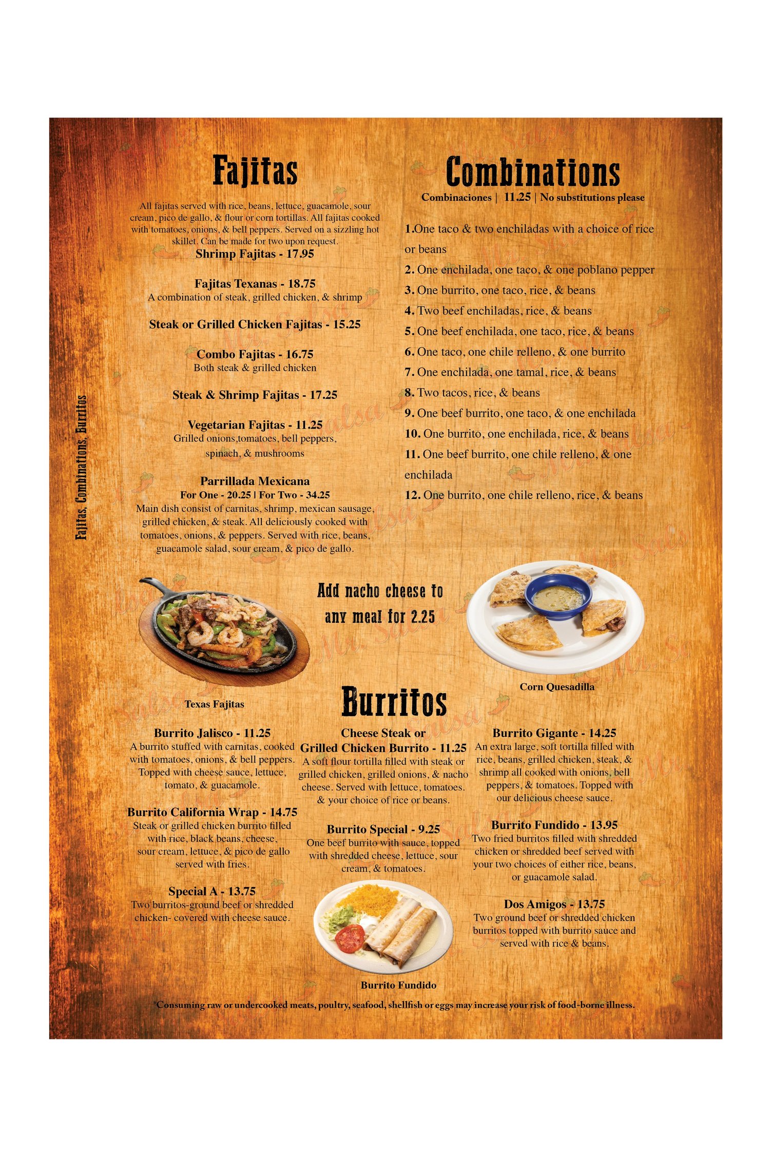 Menu — Mr. Salsa Mexican Restaurant