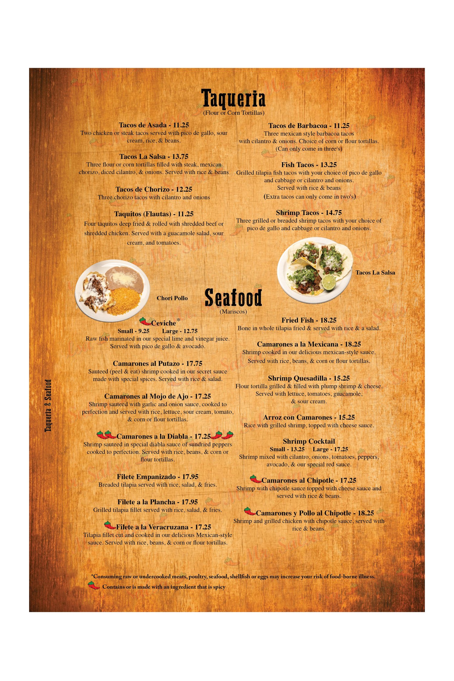 Menu — Mr. Salsa Mexican Restaurant