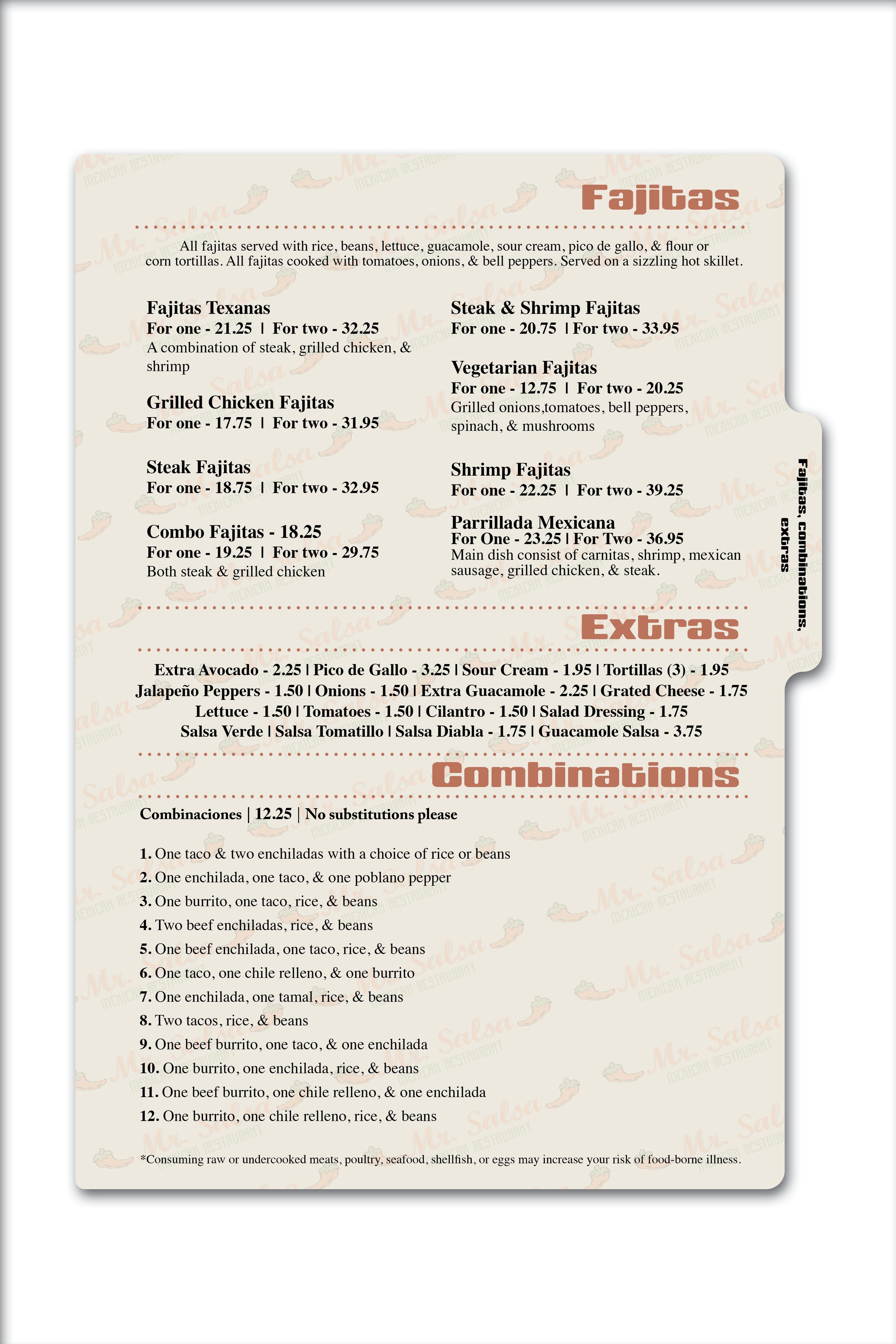 Menu — Mr. Salsa Mexican Restaurant