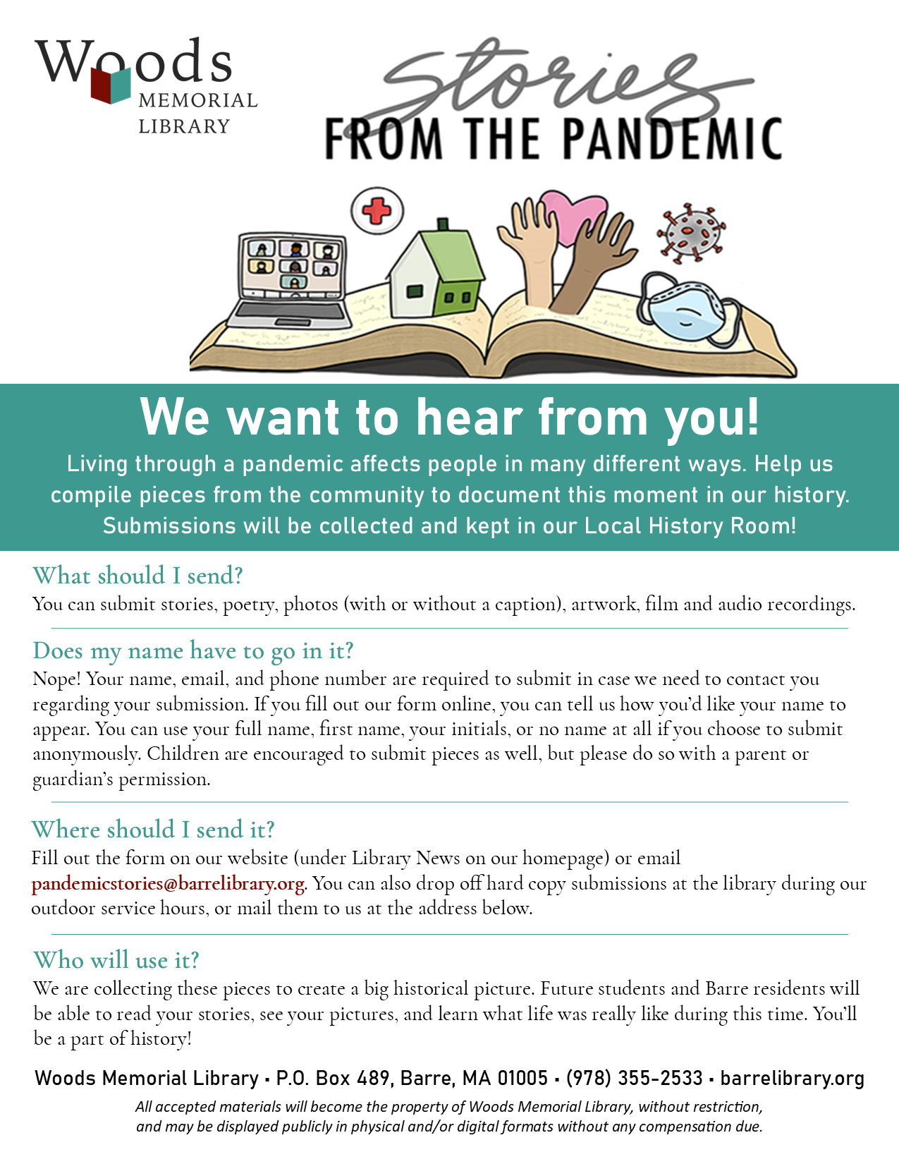 Pandemic Stories: Be A Part of History — Woods Memorial Library