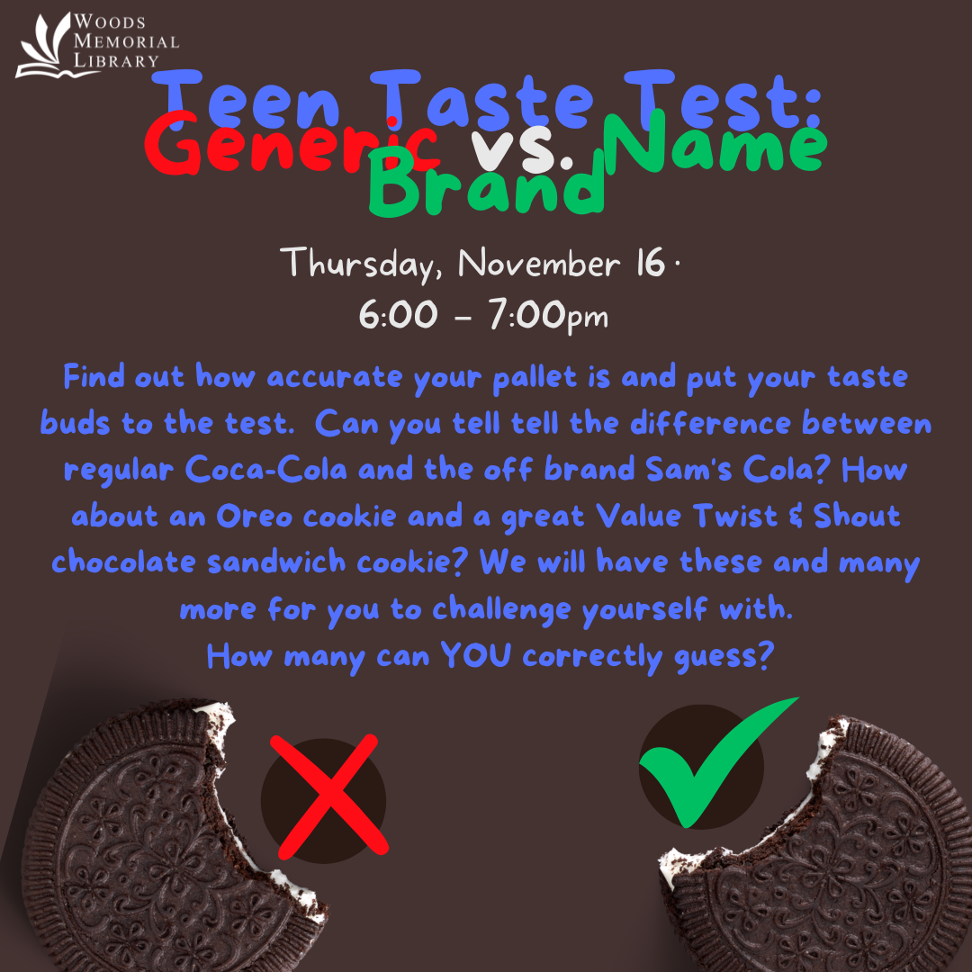 Teen Taste Test — Woods Memorial Library