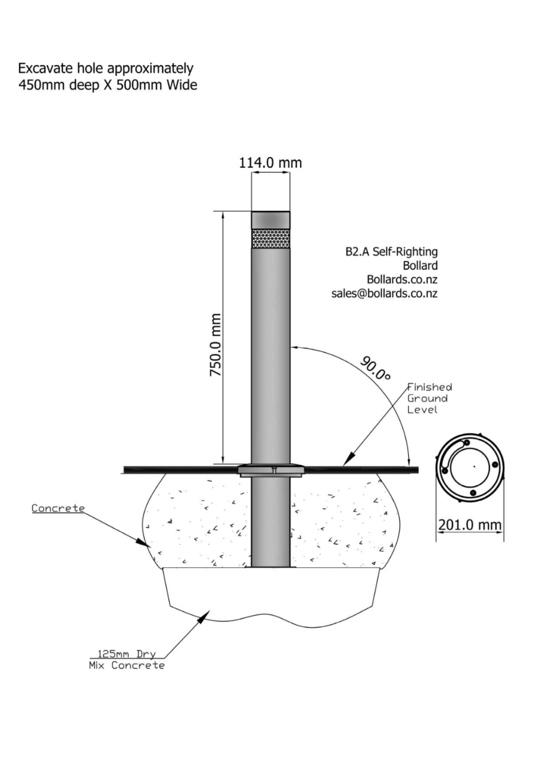 B2a Self Righting Bollard - Stainless Steel — Bollards NZ
