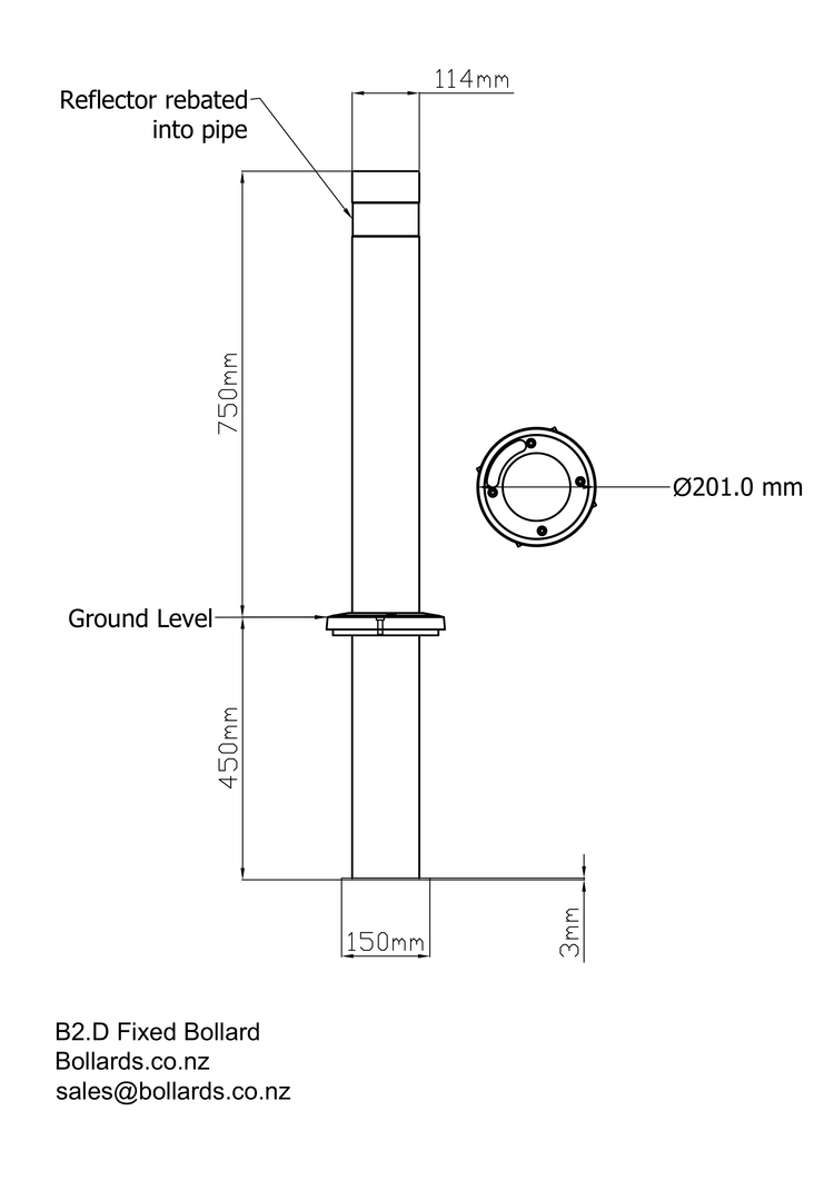 B2d Fixed Bollard - Stainless Steel — Bollards NZ