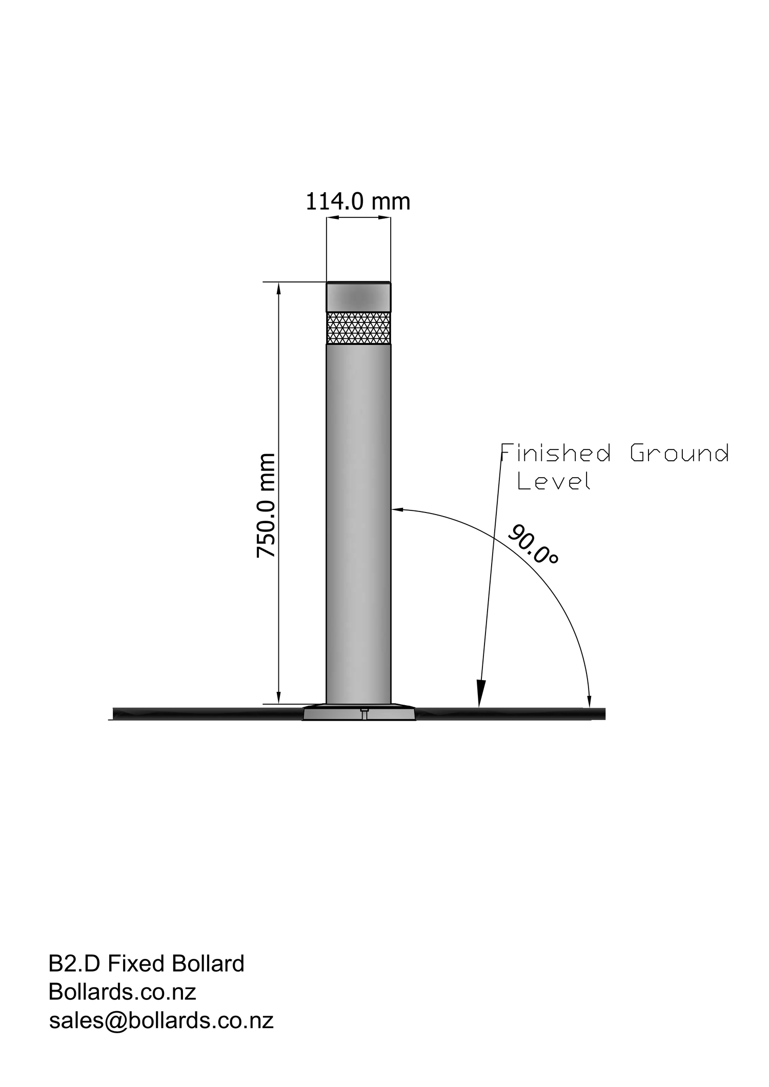 B2d Fixed Bollard - Stainless Steel — Bollards NZ