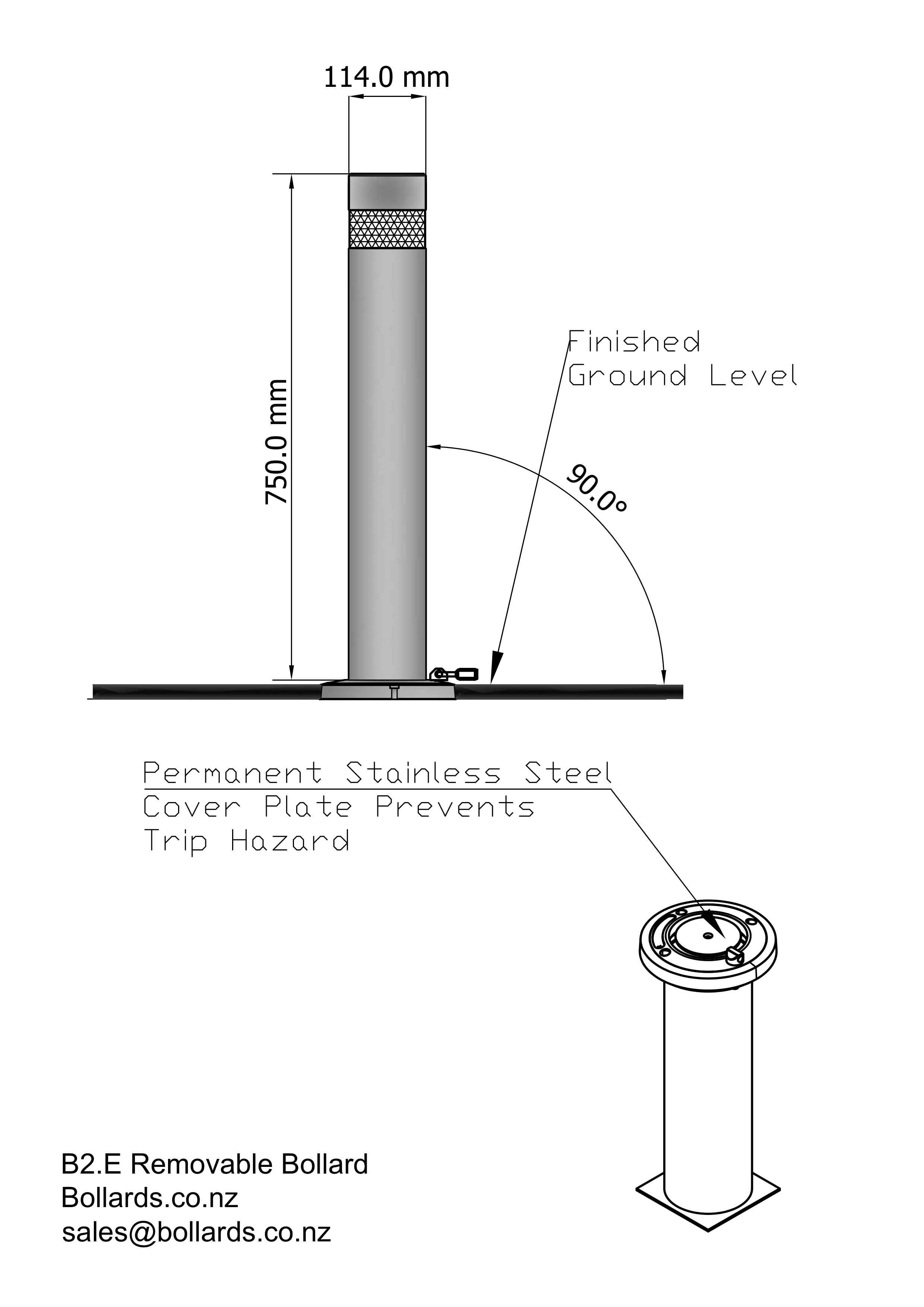 B4e Removable Bollard - Galvanised — Bollards NZ