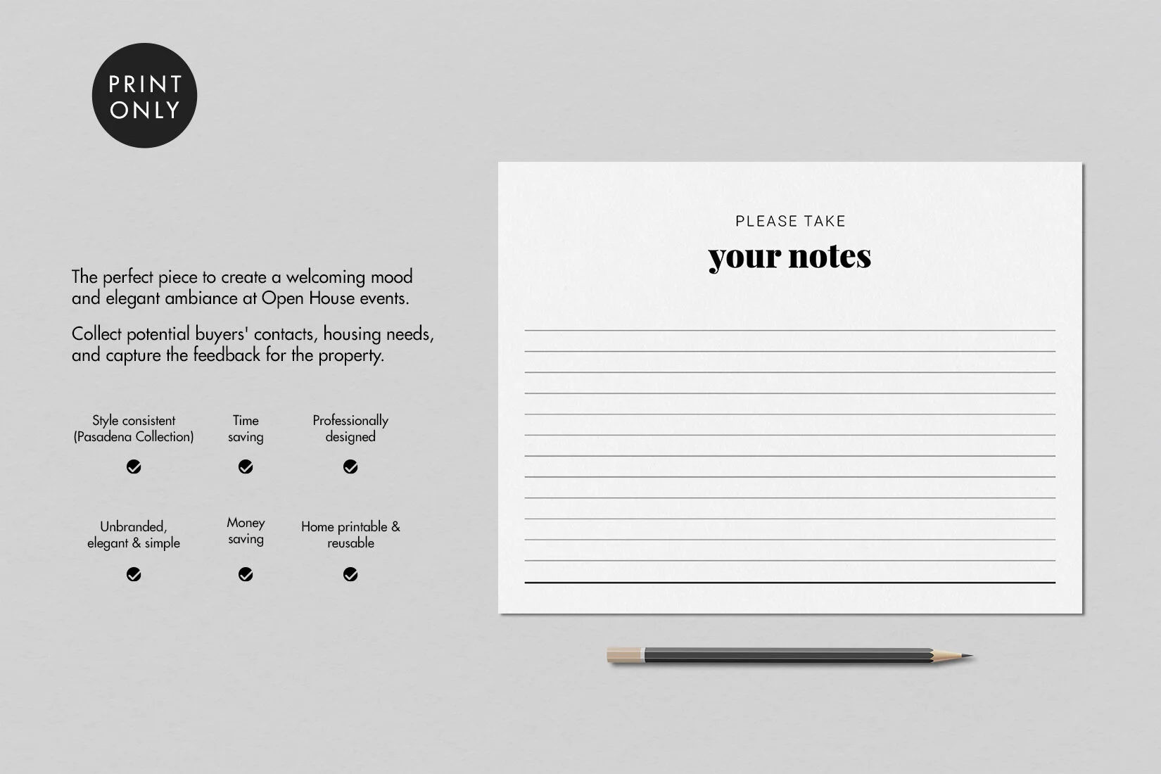 Real Estate Open House Supplies, Open House Printables, Printable Notes ...