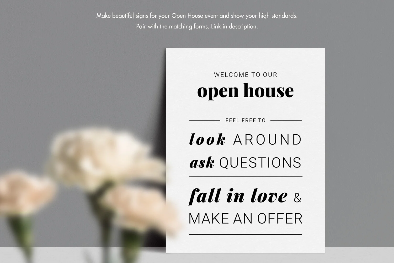 Real Estate Open House Welcome Sign, Open House Sign, Open House Indoor ...