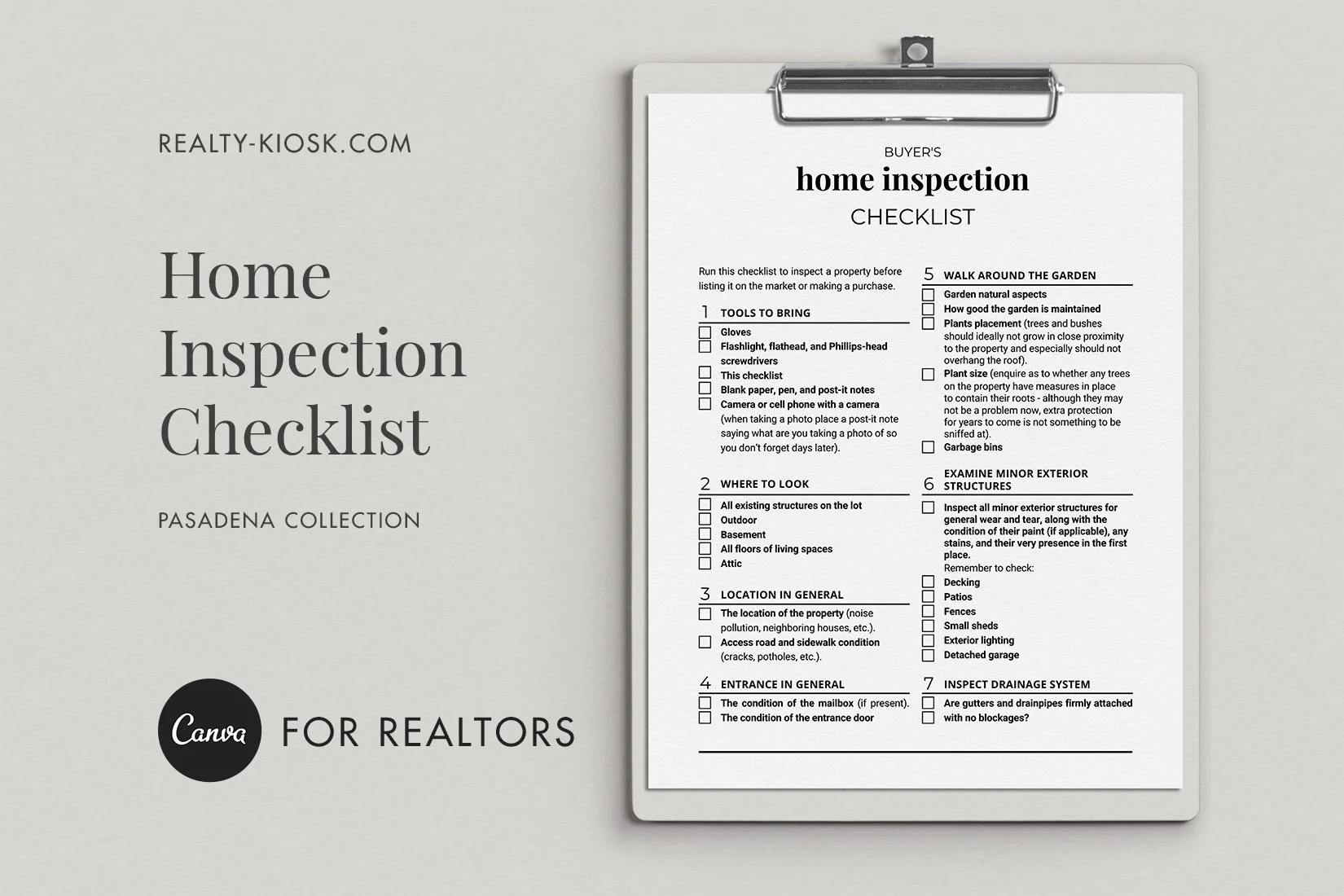 Real Estate Home Inspection Checklist, Canva Template, Property Survey ...