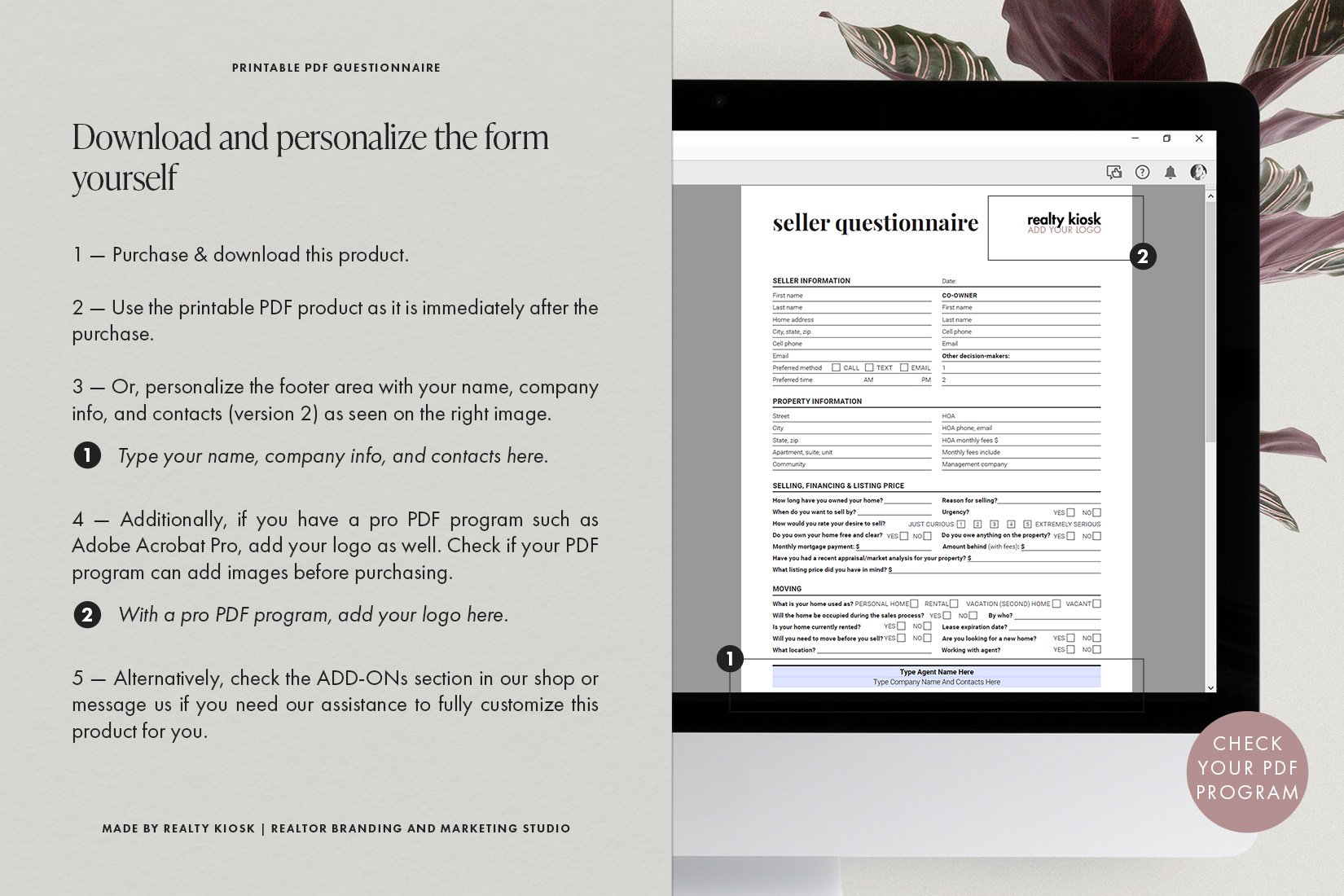 Real Estate Seller Questionnaire, Home Seller Intake Sheet, Listing ...