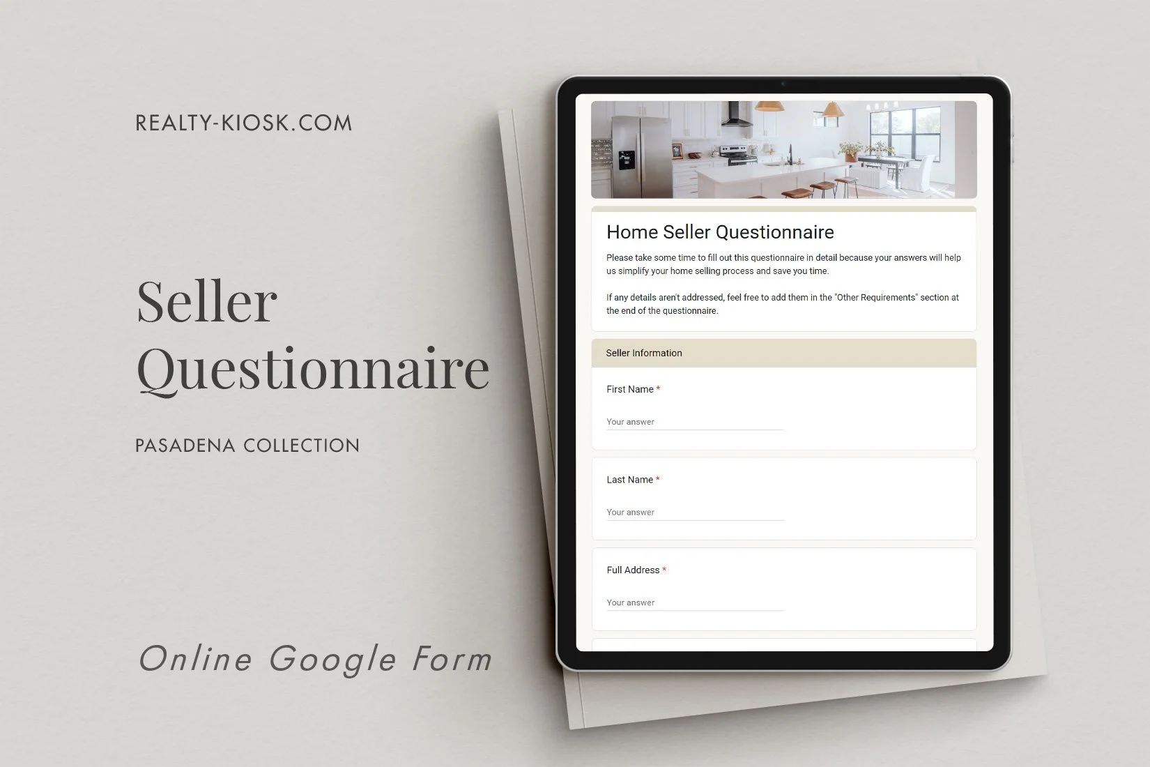 Google Home Seller Questionnaire, Home Seller Intake Template, Real ...