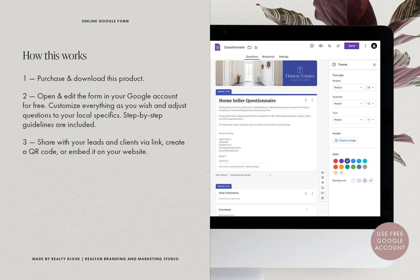 Google Home Seller Questionnaire, Home Seller Intake Template, Real ...