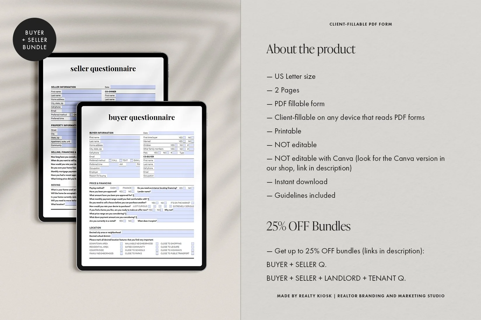 Real Estate Fillable Buyer Form, Home Buyer Intake Form, Home Buyer ...