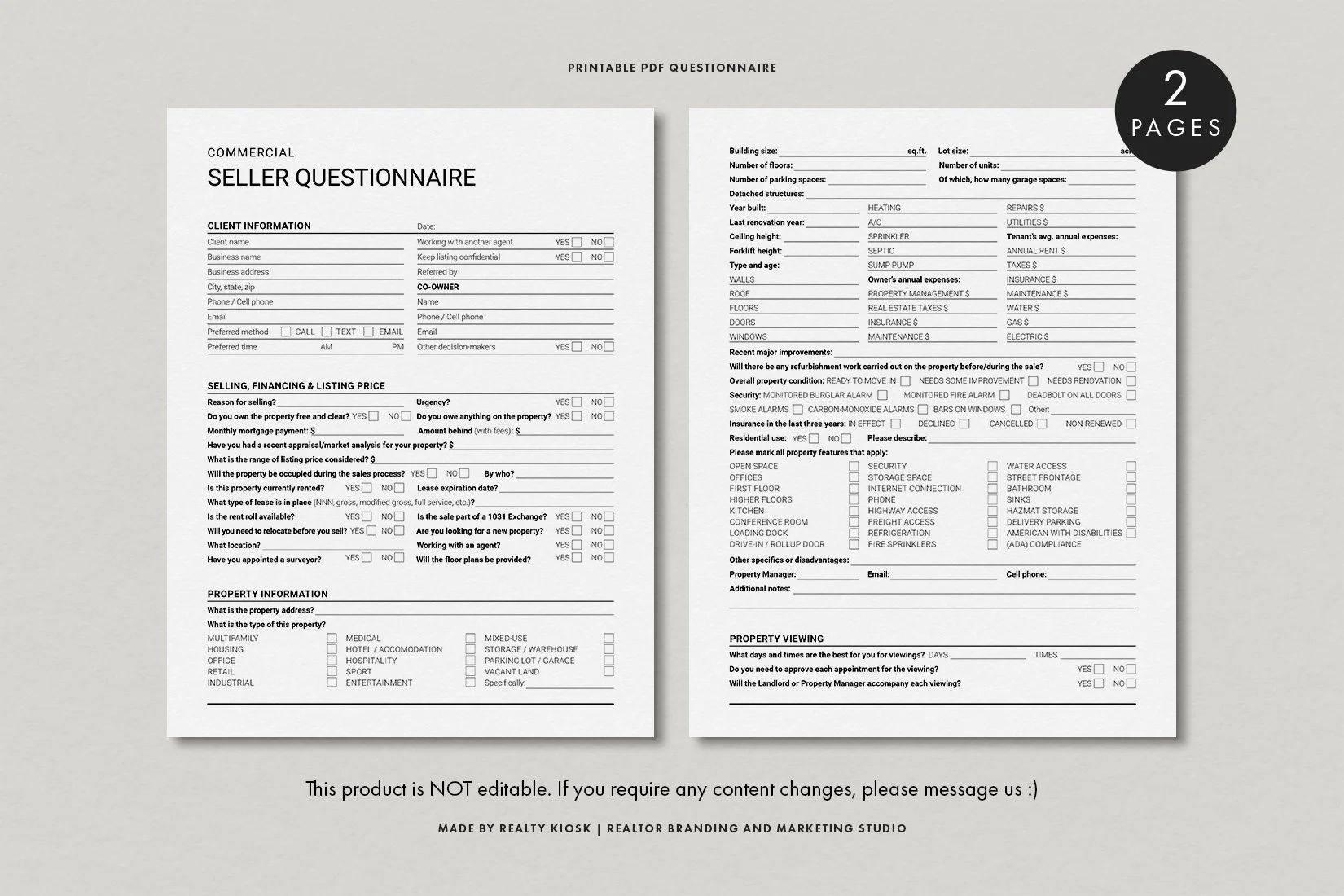 Commercial Real Estate Seller Questionnaire, Commercial Property Seller ...