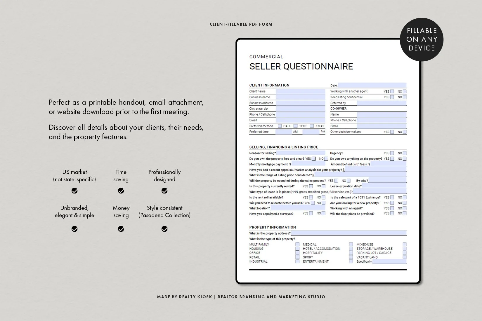 Commercial Real Estate Seller Questionnaire, Commercial Seller Intake ...