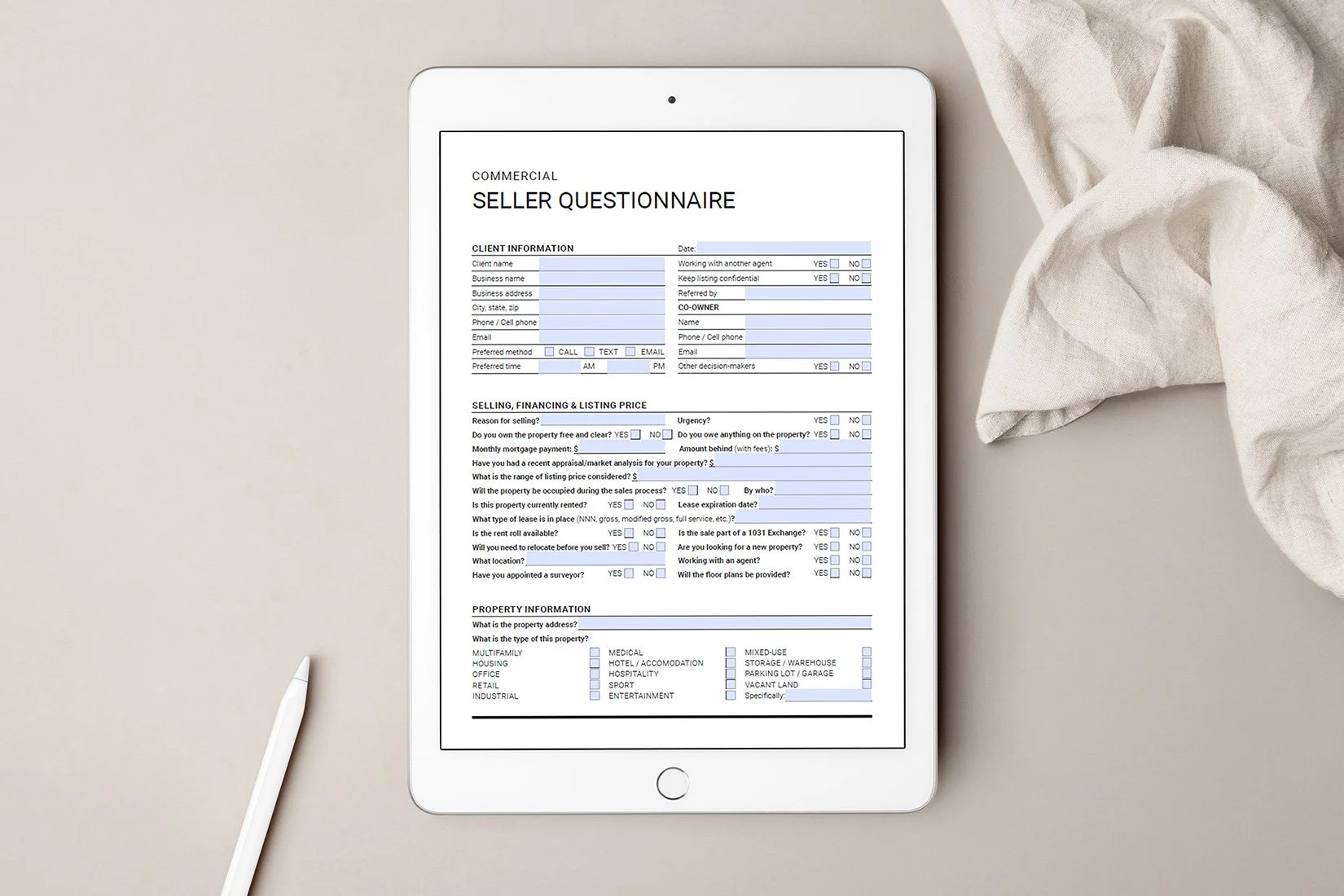 Commercial Real Estate Seller Questionnaire, Commercial Seller Intake ...