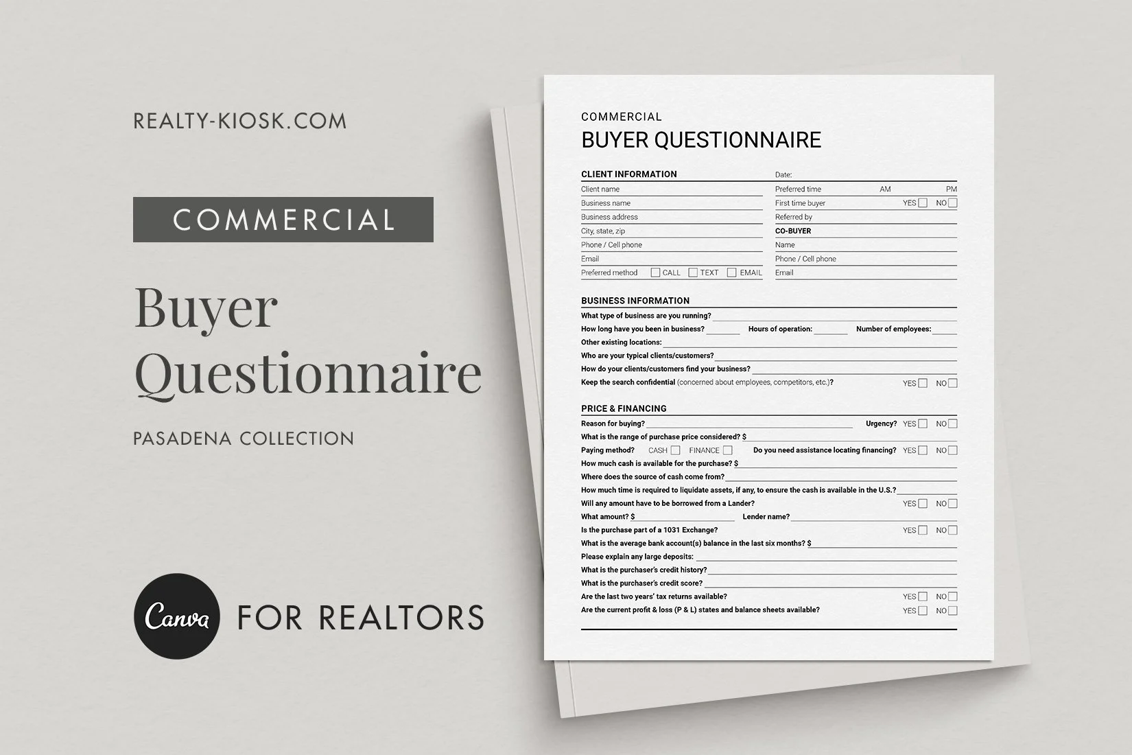 Commercial Real Estate Buyer Questionnaire, Commercial Buyer Intake ...