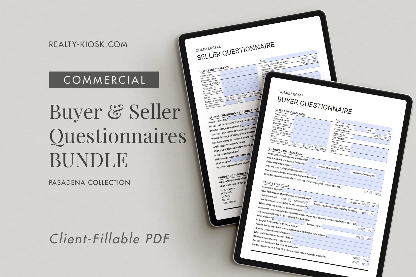 Commercial Real Estate Buyer and Seller Questionnaires Bundle ...