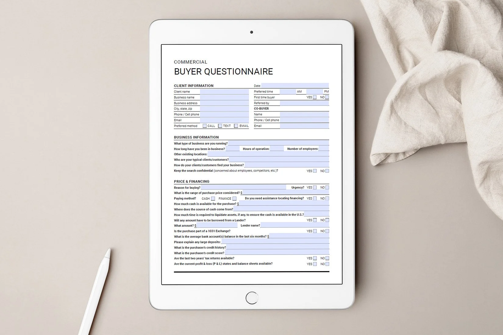 Commercial Real Estate Buyer and Seller Questionnaires Bundle ...