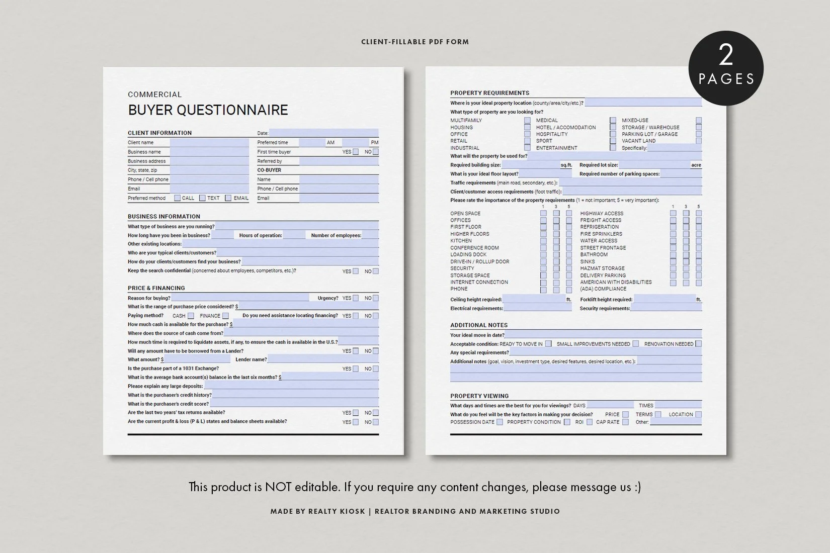 Commercial Real Estate Buyer and Seller Questionnaires Bundle ...