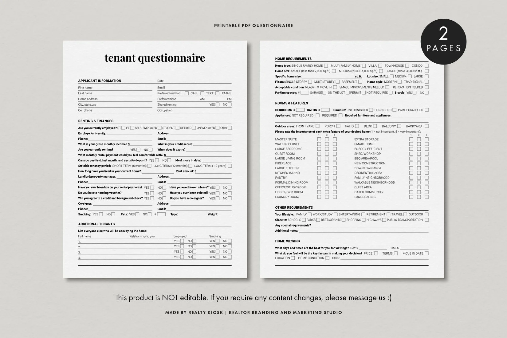 Real Estate Client Questionnaire Bundle, Buyer, Seller, Landlord ...