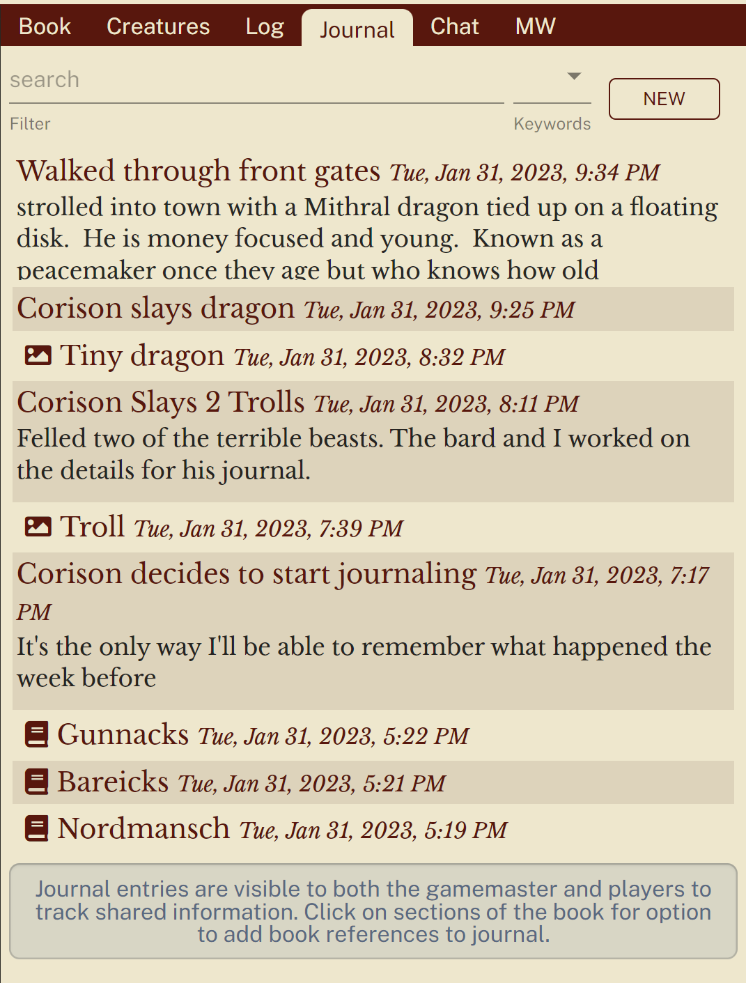 Campaign Journal — Shard Tabletop