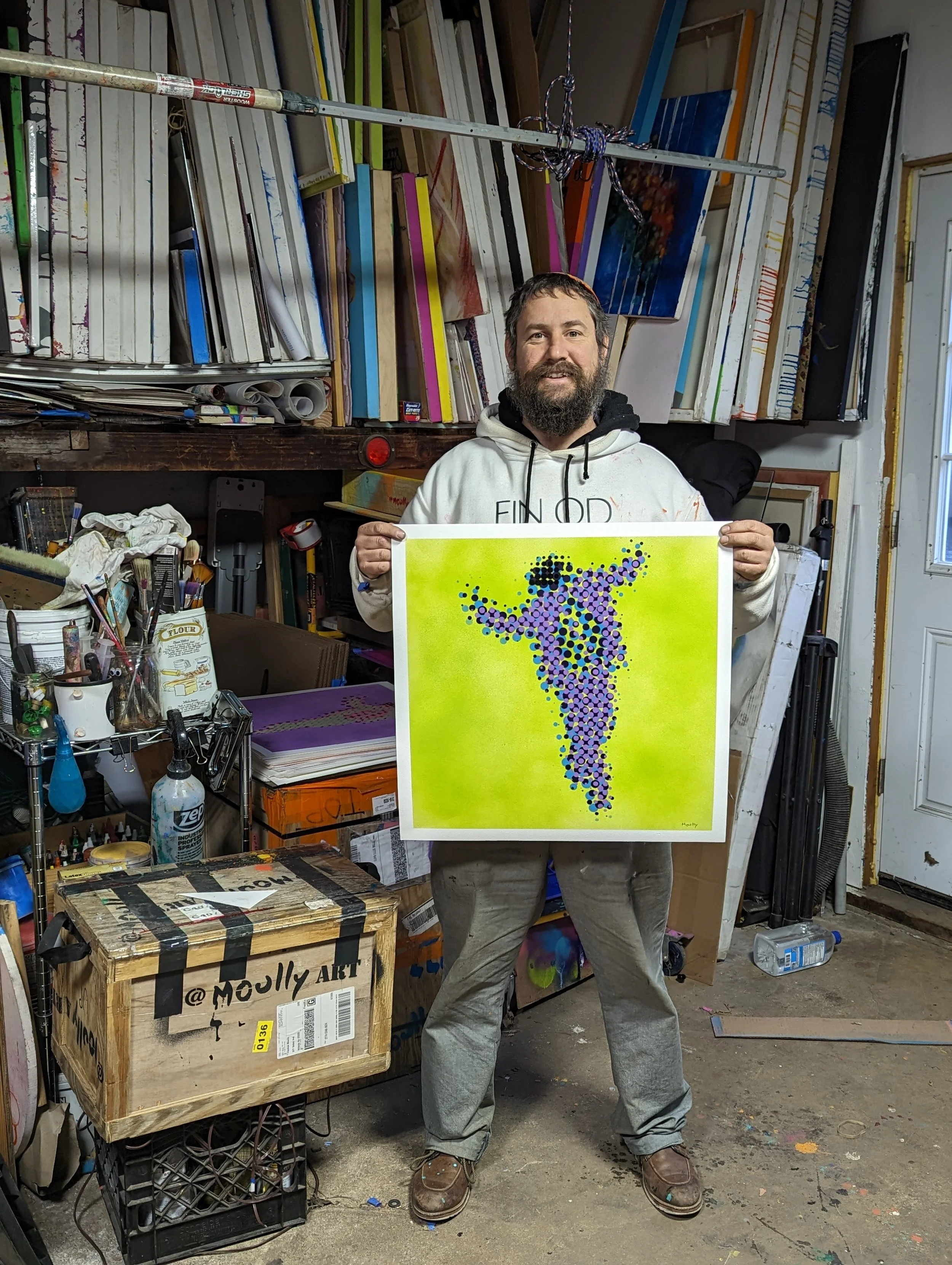 Chassidic Dance Circles on Lime Green — Moully Art