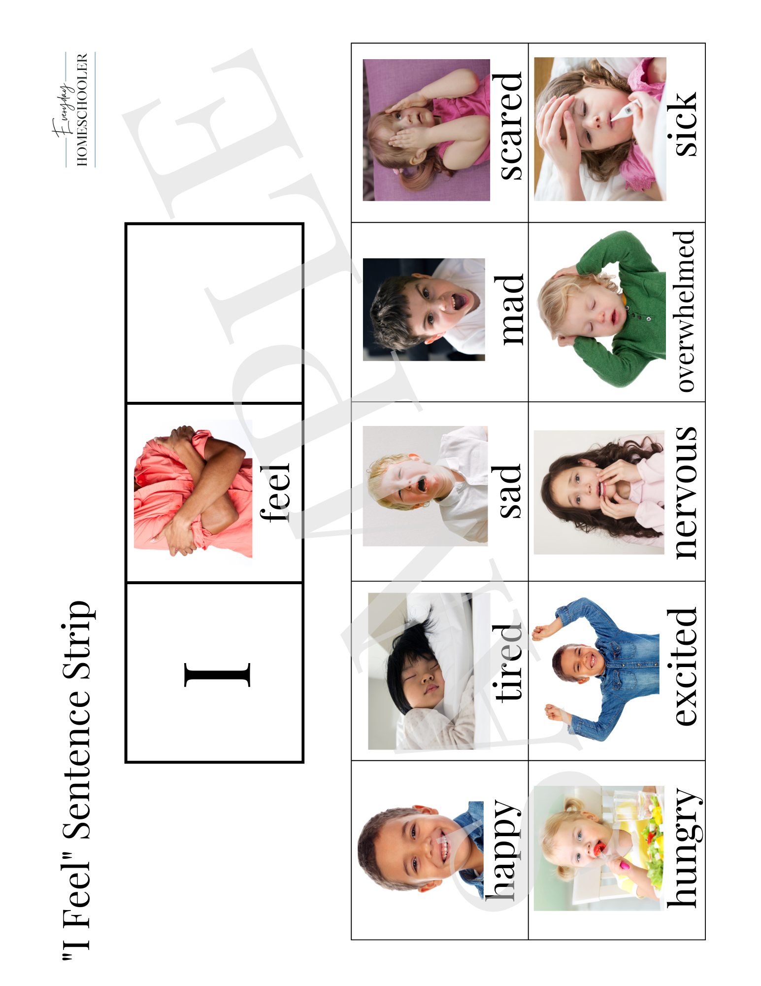 FEELINGS SENTENCE STRIP - Free PDF - Special Needs — Everyday Homeschooler