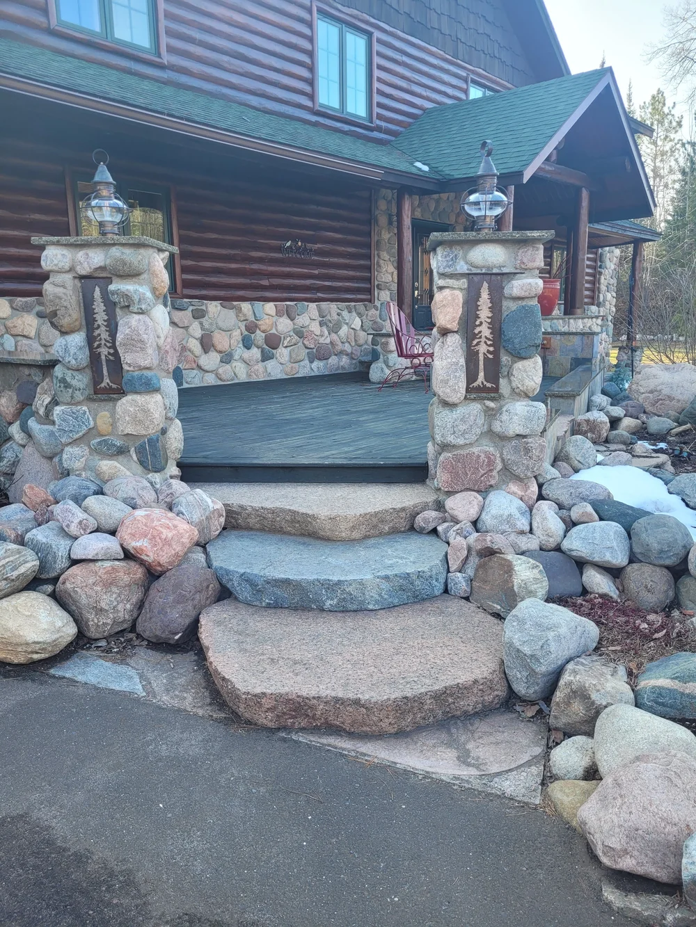 Wisconsin Granite Boulder Sawn Steps — Krukowski Stone