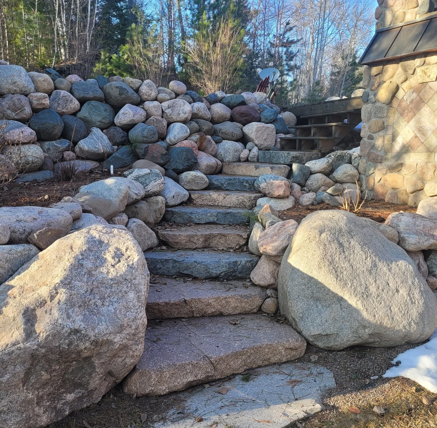Wisconsin Granite Boulder Sawn Steps — Krukowski Stone