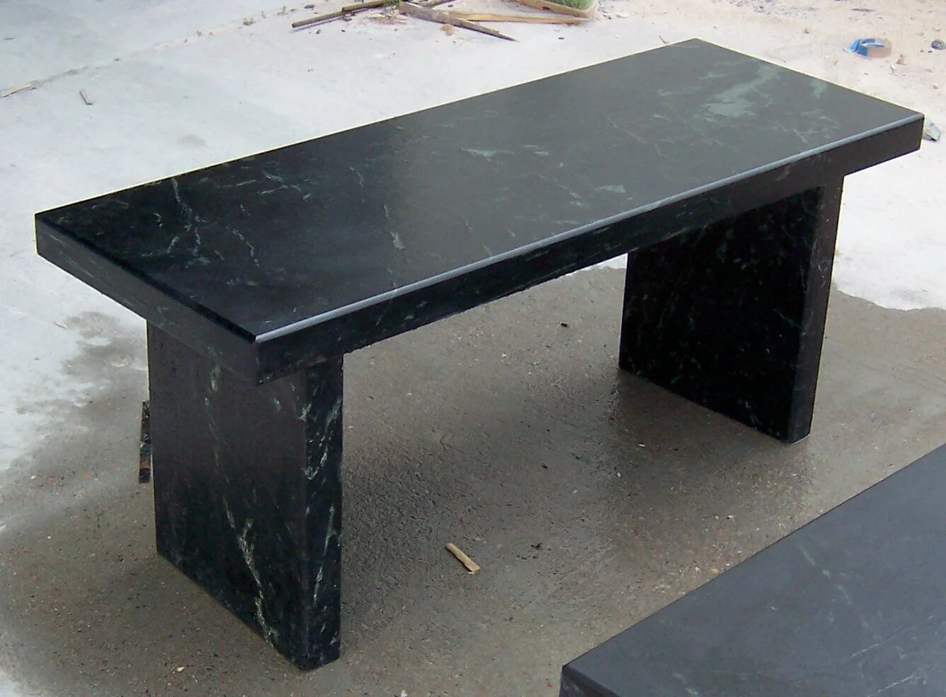 Aqua Blue Boulder Bench — Krukowski Stone