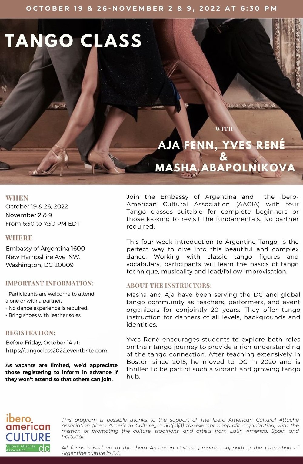 Classes at The Argentine Embassy.. — Fabrica Tango Academy