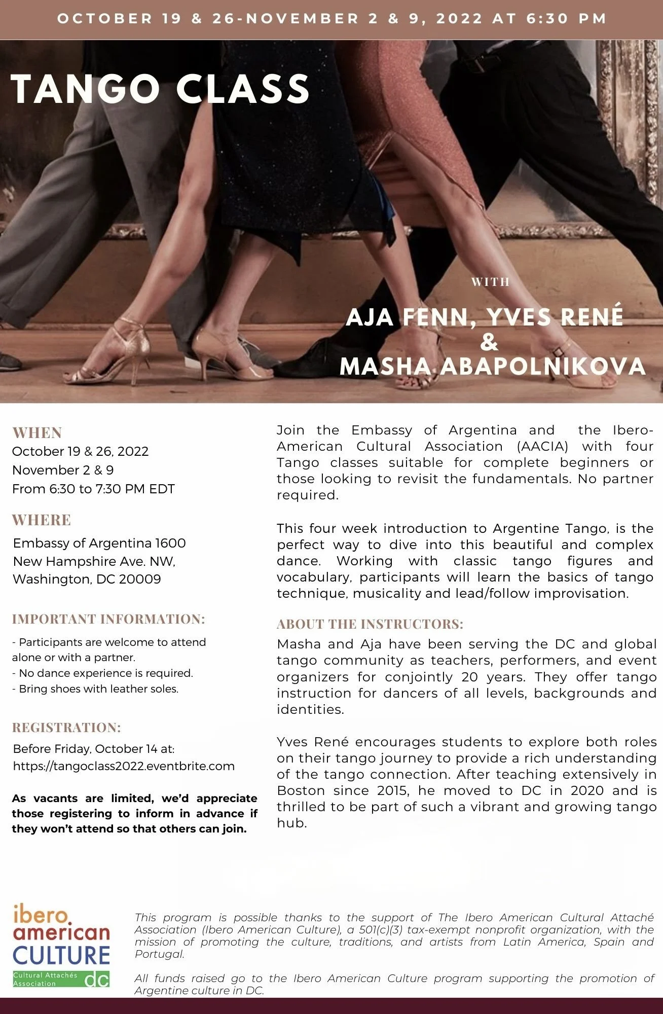 Classes at The Argentine Embassy.. — Fabrica Tango Academy