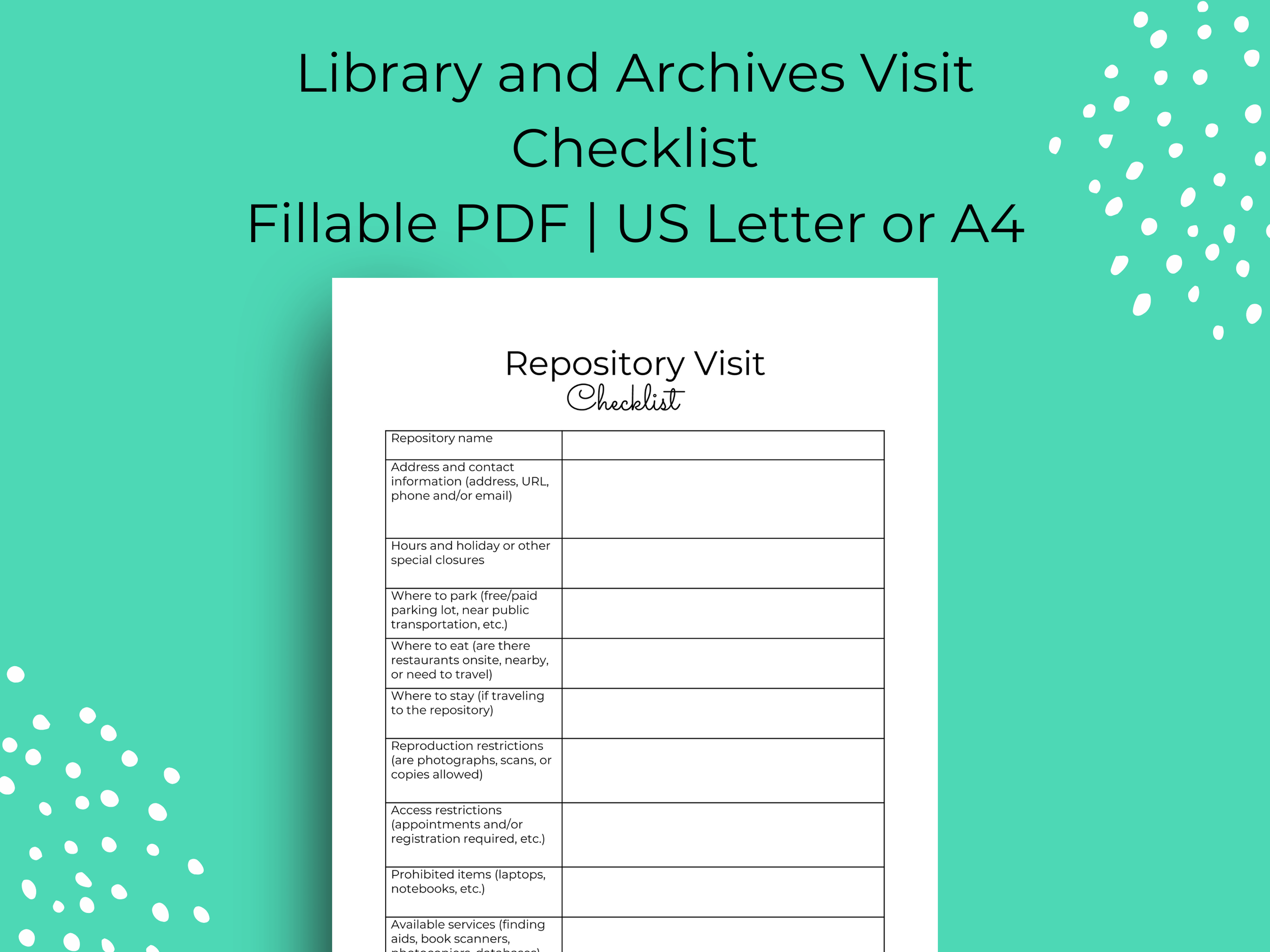 Repository Visit Checklist — Heritage Discovered